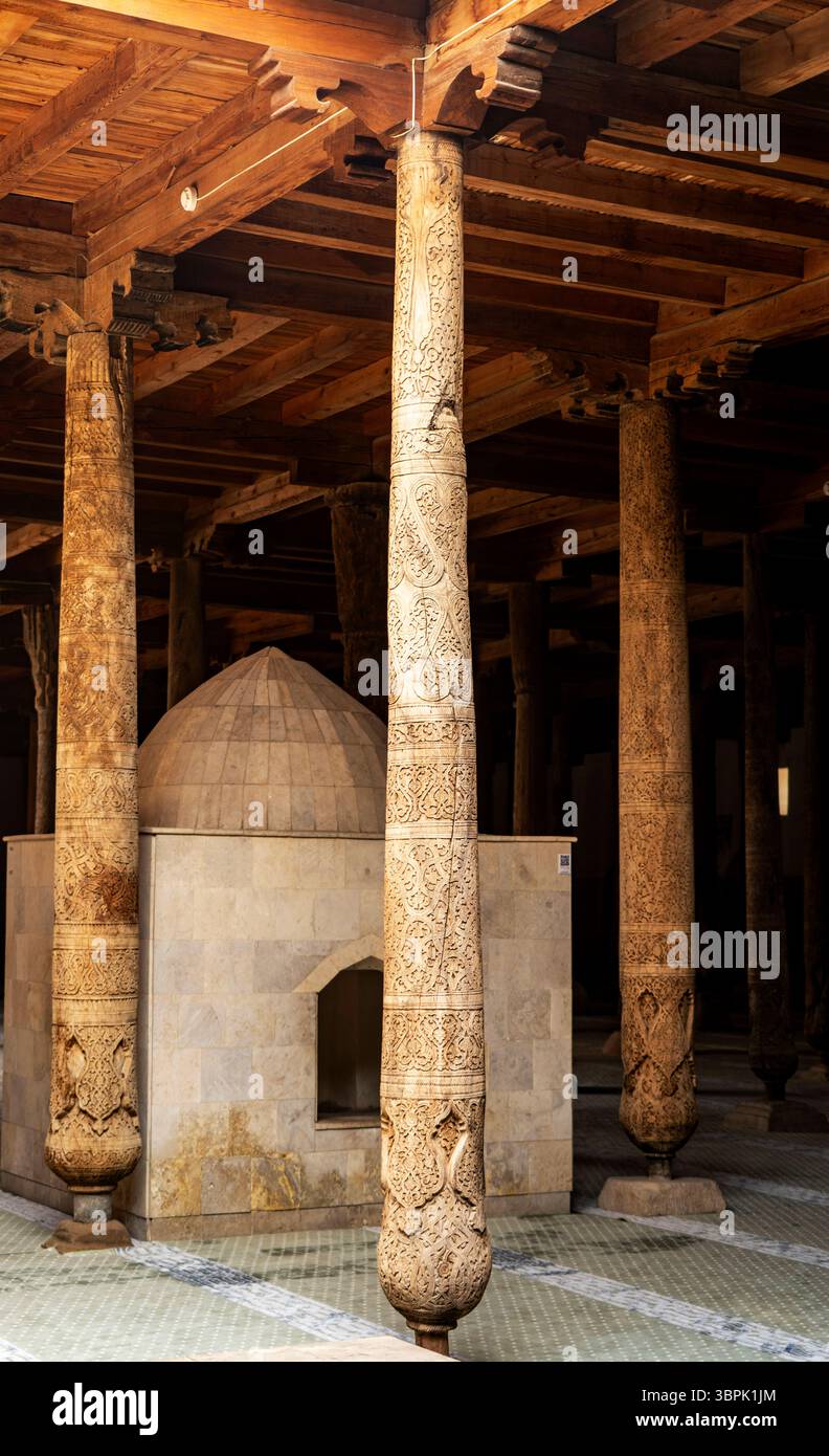 Intricate carved columns in a historic building, showcasing detailed ...