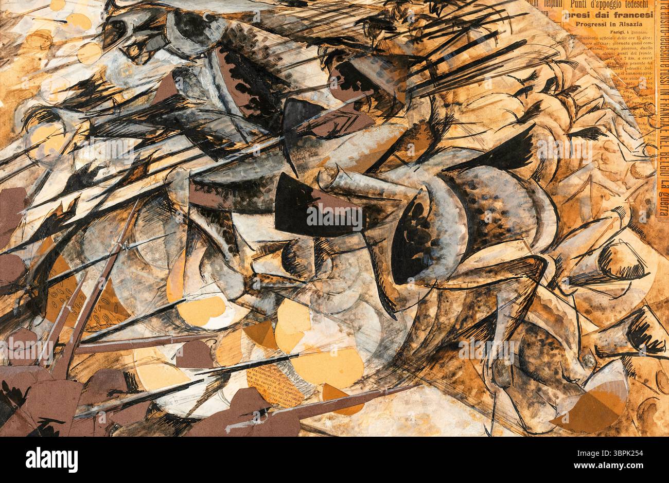 Umberto Boccioni, Charge of the Lancers (Carica di lancieri), abstract ...