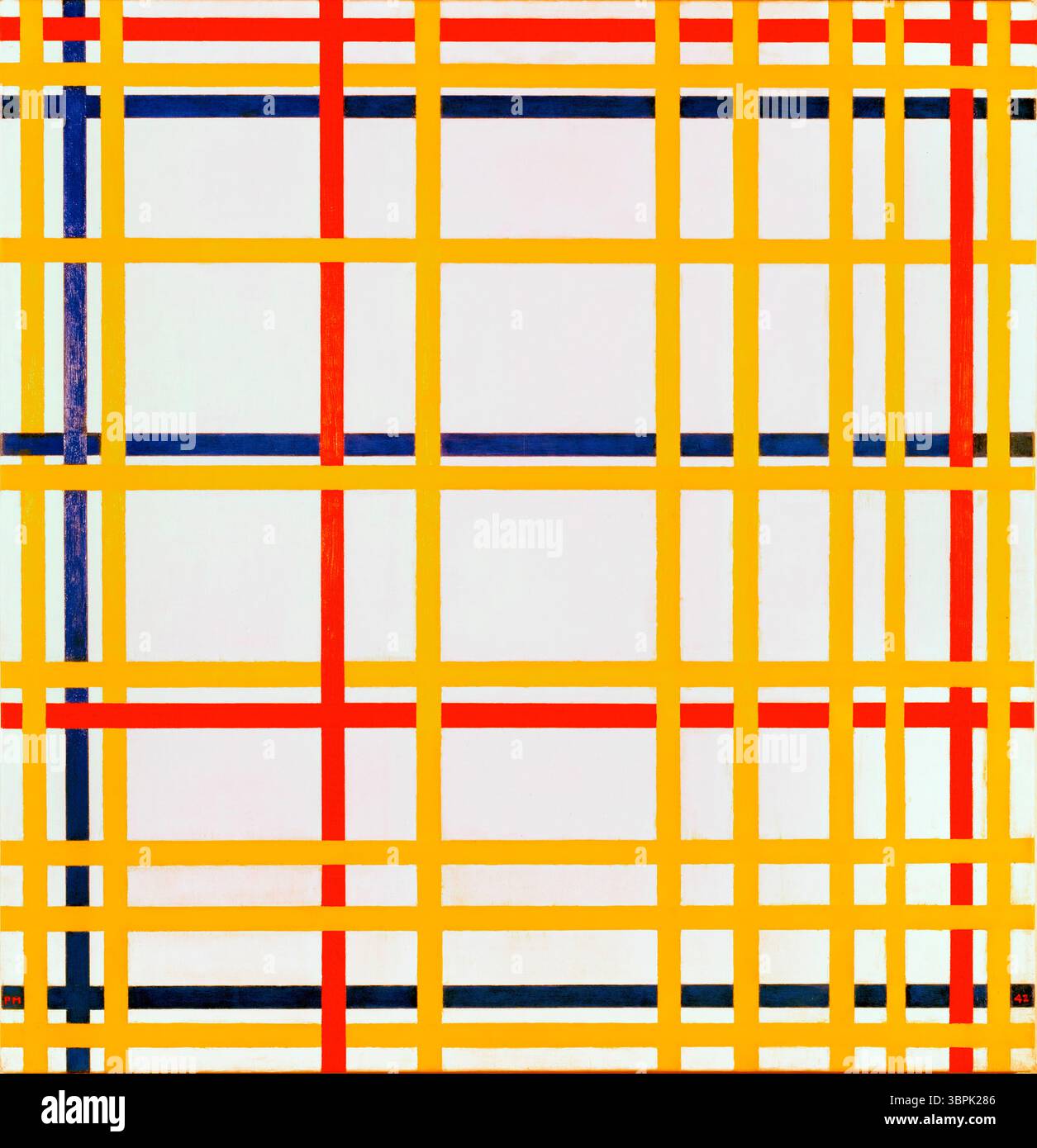 Piet Mondrian, New York City, abstract painting in oil on canvas, 1942 ...