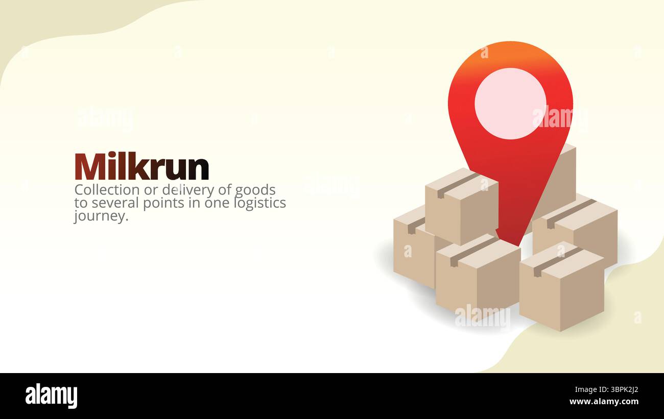 milkrun concept. Collection or delivery of goods to several points in ...