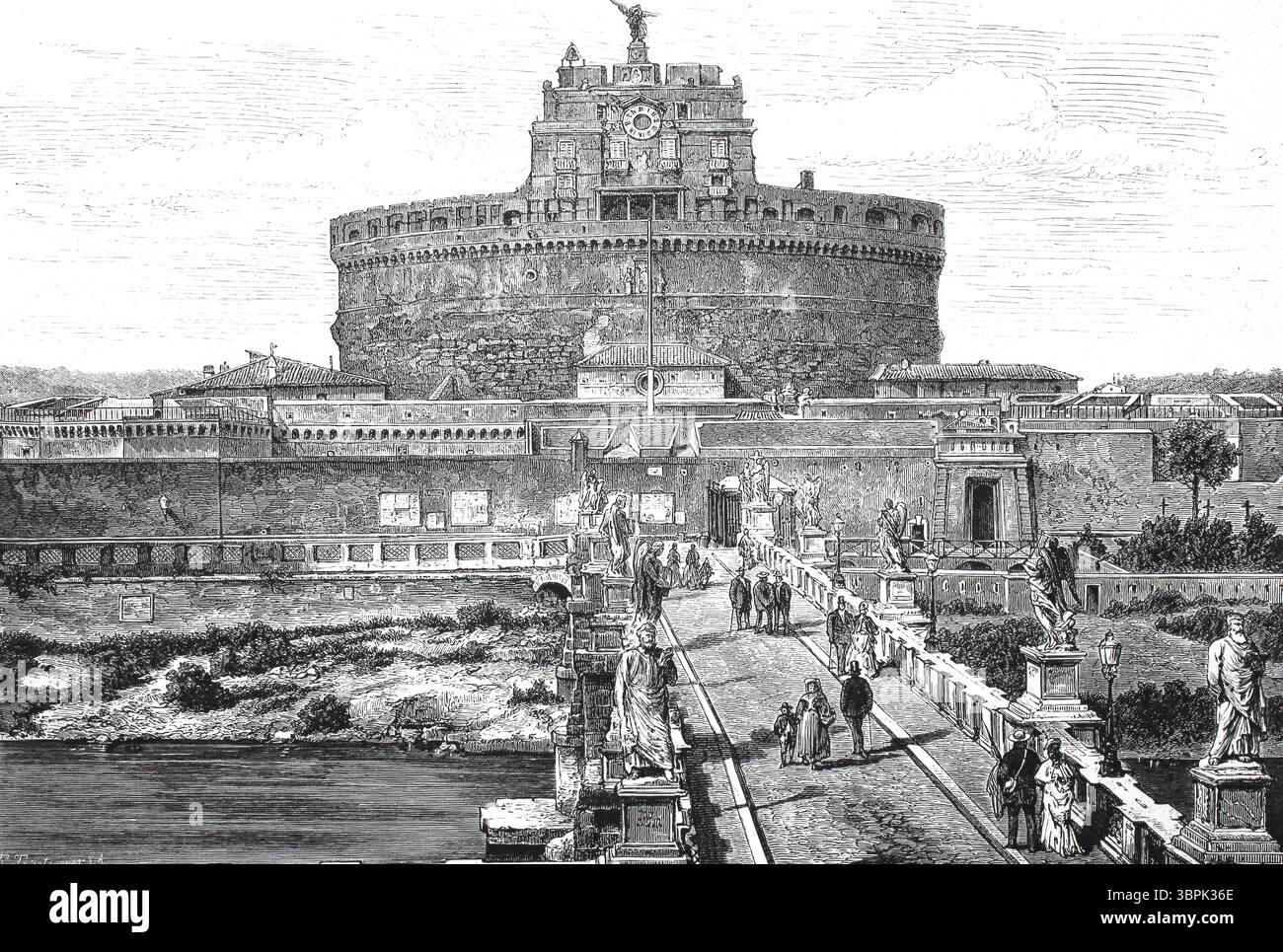 Castel Sant'Angelo, in 1800, Rome, Italy, historical, digitally ...