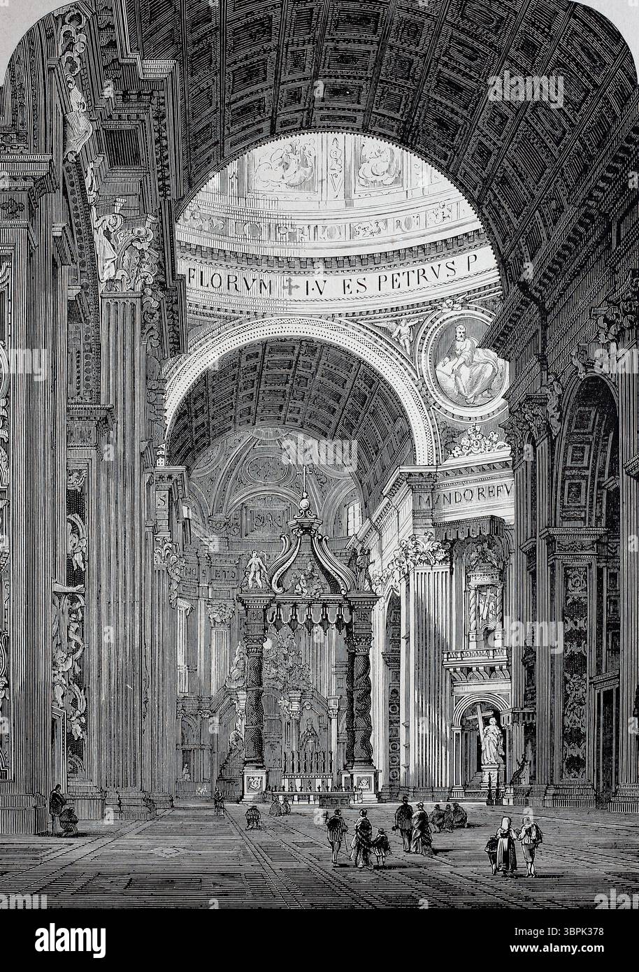 Interior of St. Peter's Basilica around 1800, St. Peter's Basilica ...