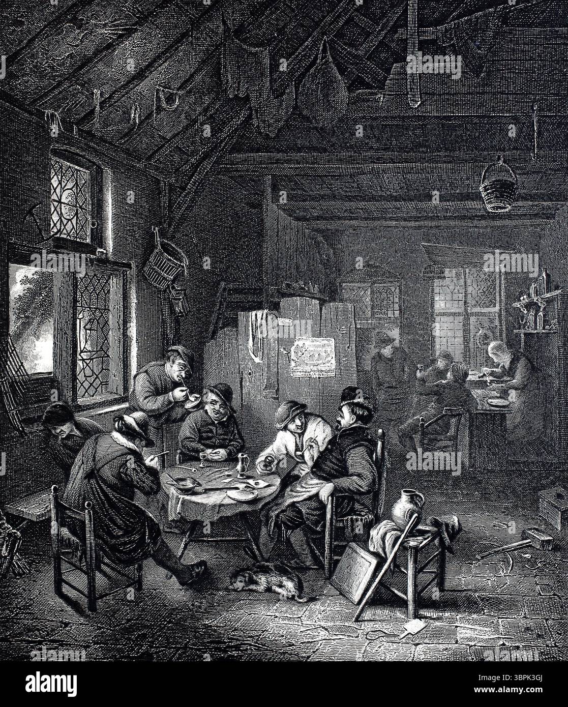 View into a Dutch village tavern, around 1650, Holland, Historical ...