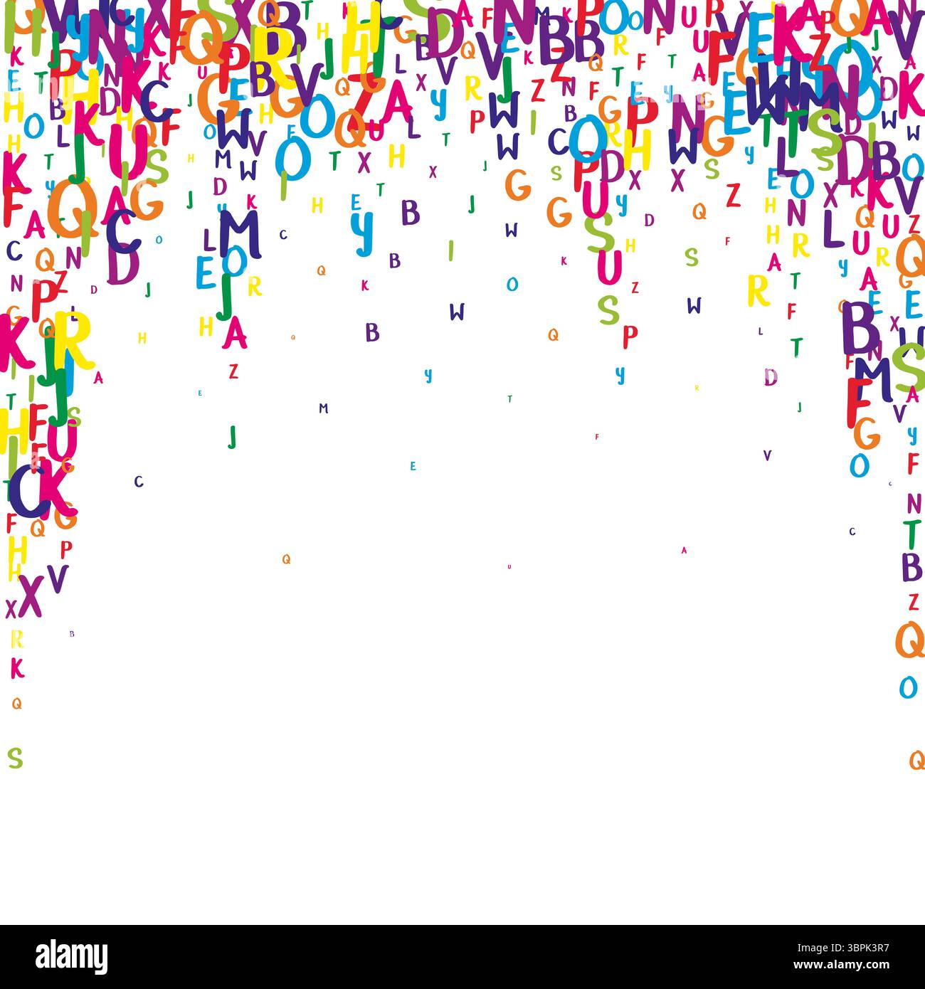 Flying latin letters. Colorful childish scattered charachters of ...
