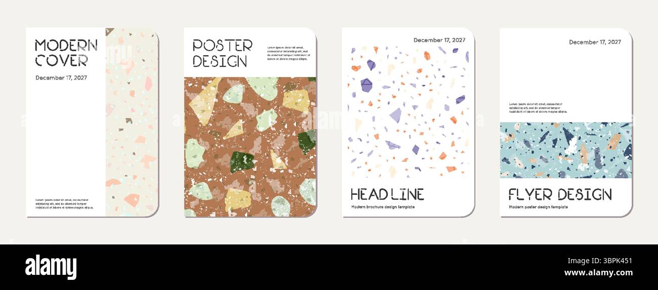 Notepad cover design. Terrazzo abstract background made of natural ...