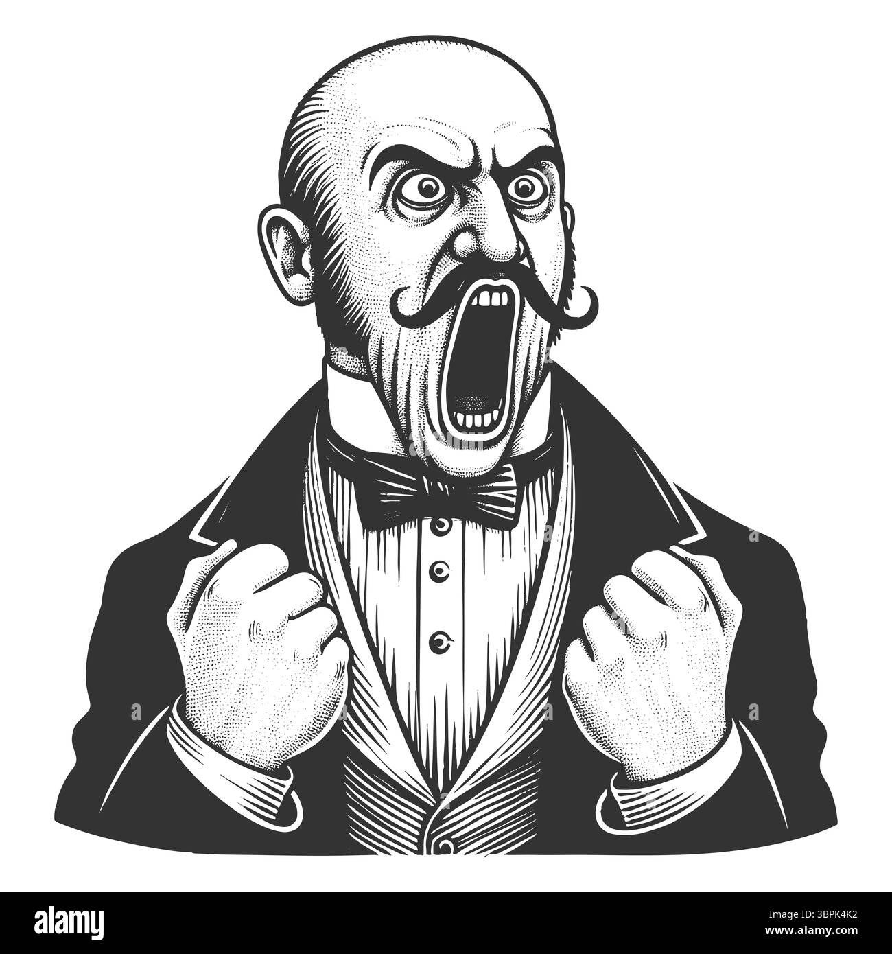 Angry Man Yelling in Suit engraving sketch vector Stock Vector Image ...