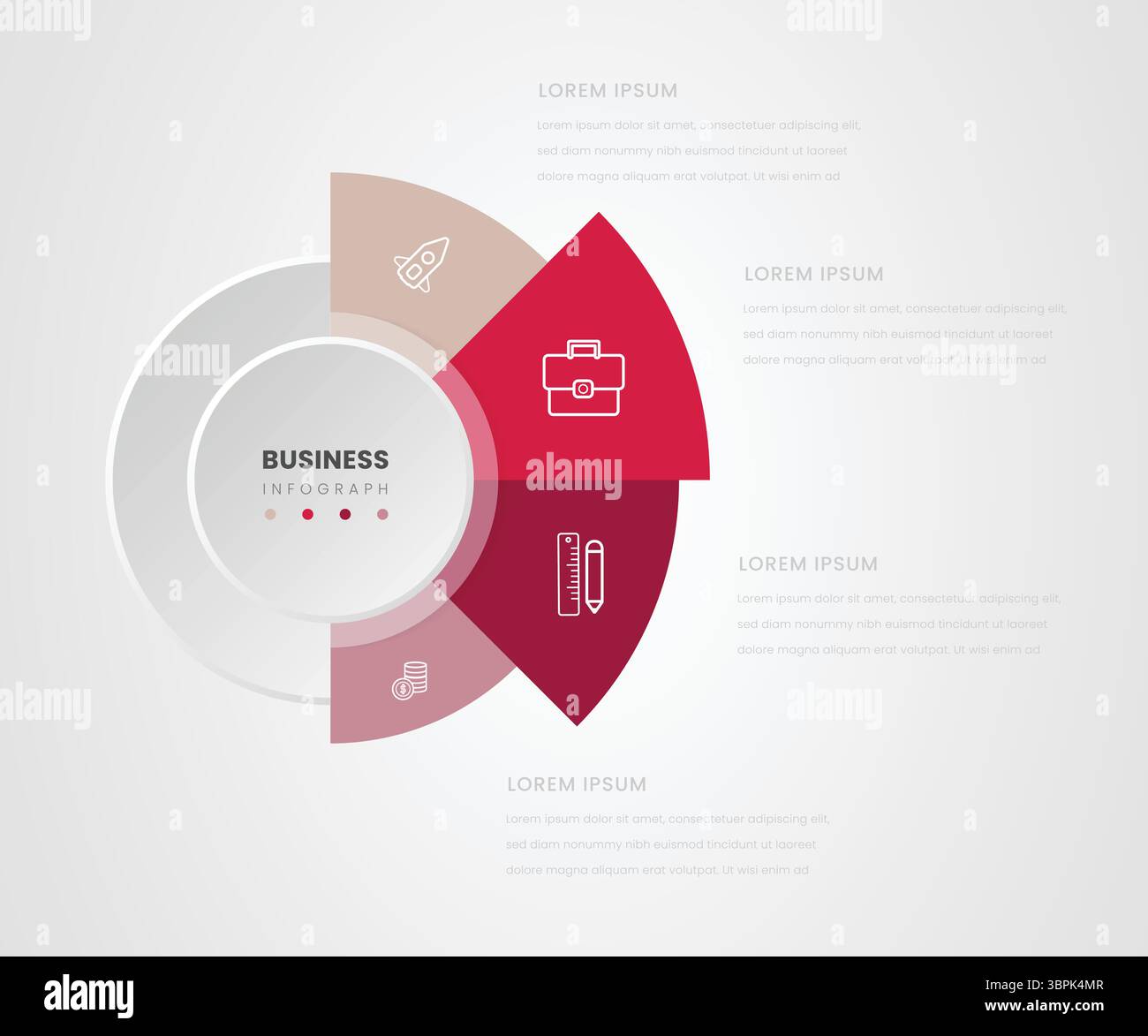 circle with 4 part business infograph colorful corporate diagram Stock ...