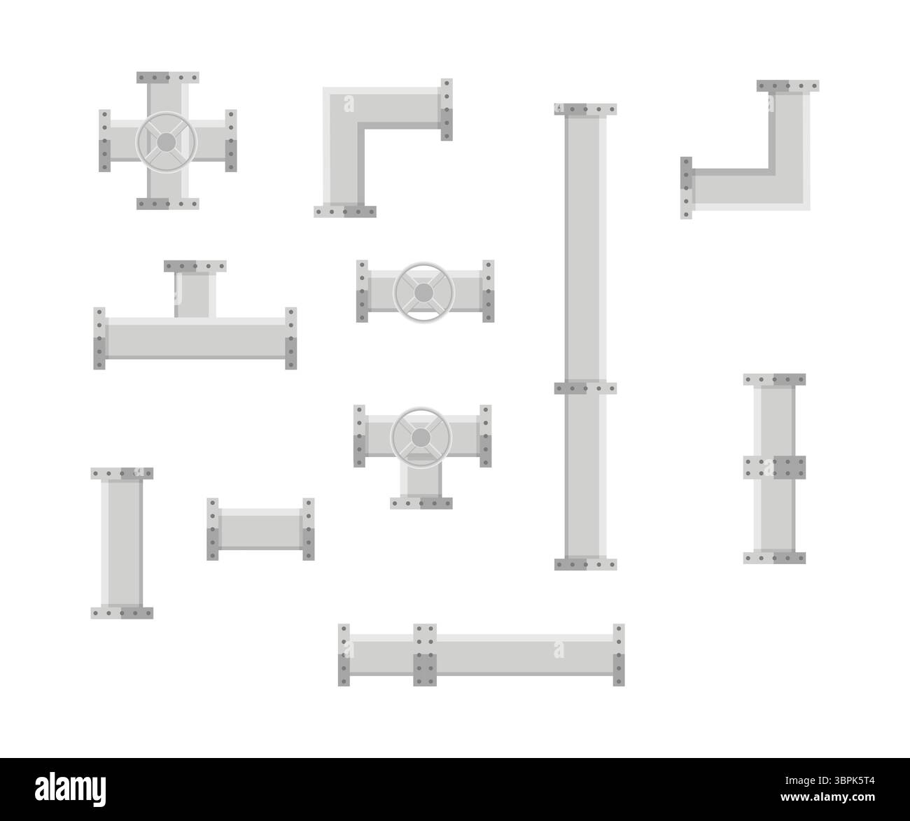 Plumbing Pipe Set – Flat Industrial Vector Design Collection of ...