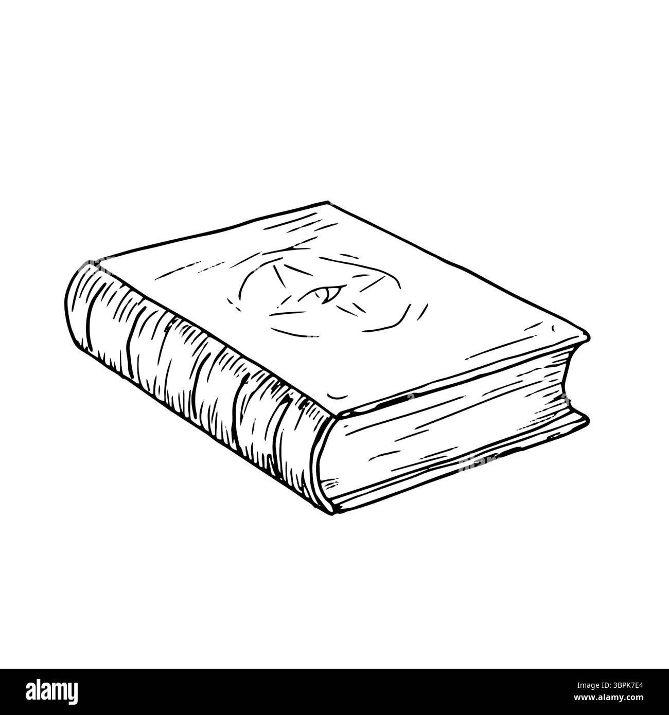 Grimoire, book of witchcraft spells, sketch in black and white. Vector ...