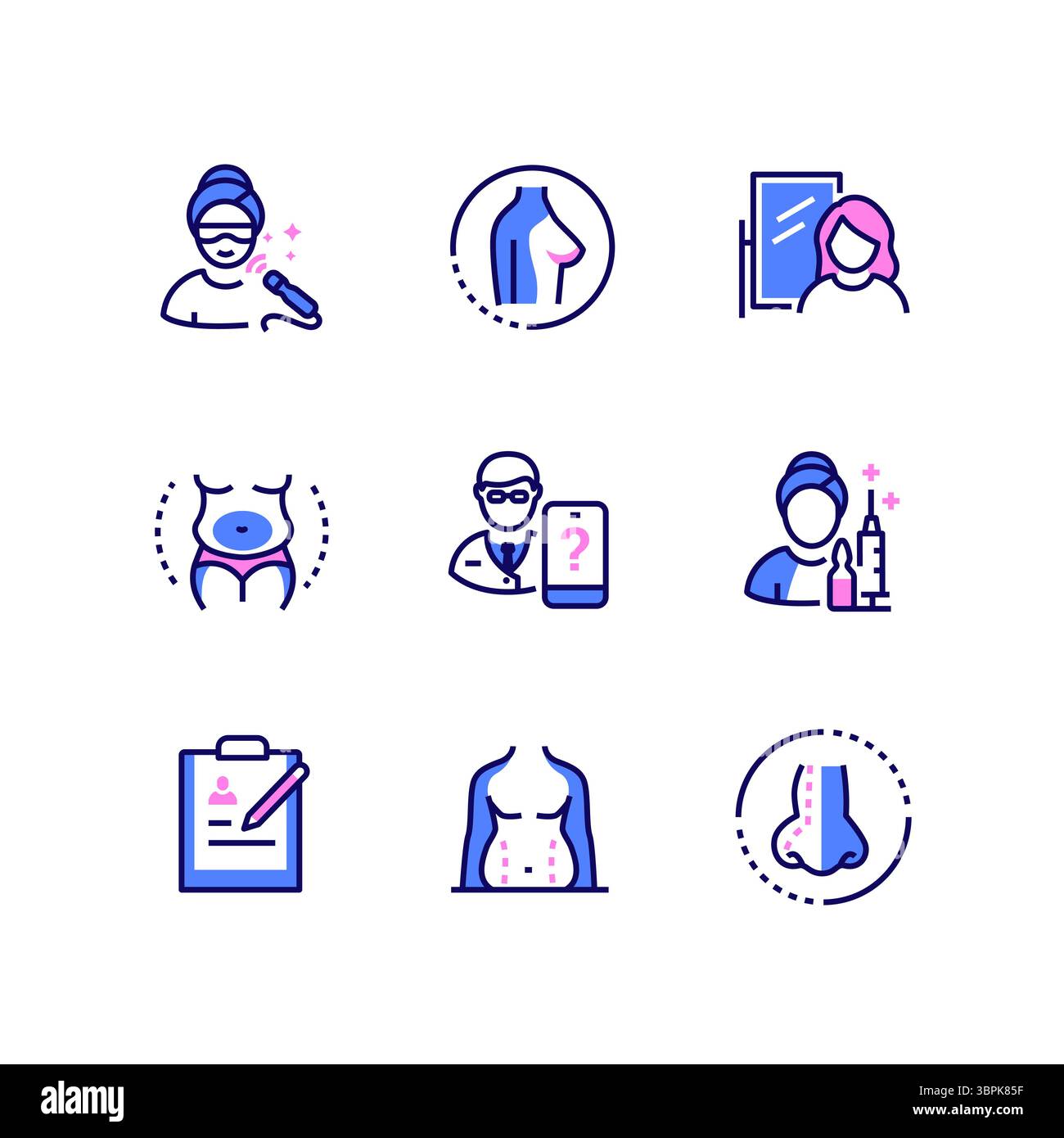 Plastic surgery - set of line design style icons Stock Vector Image ...