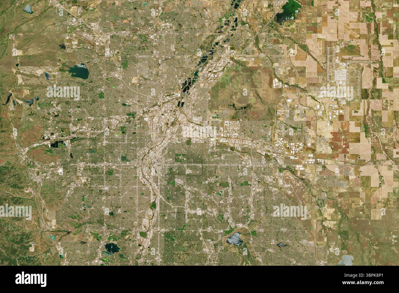 Satellite image of Denver, the capital city of Colorado, USA - contains ...