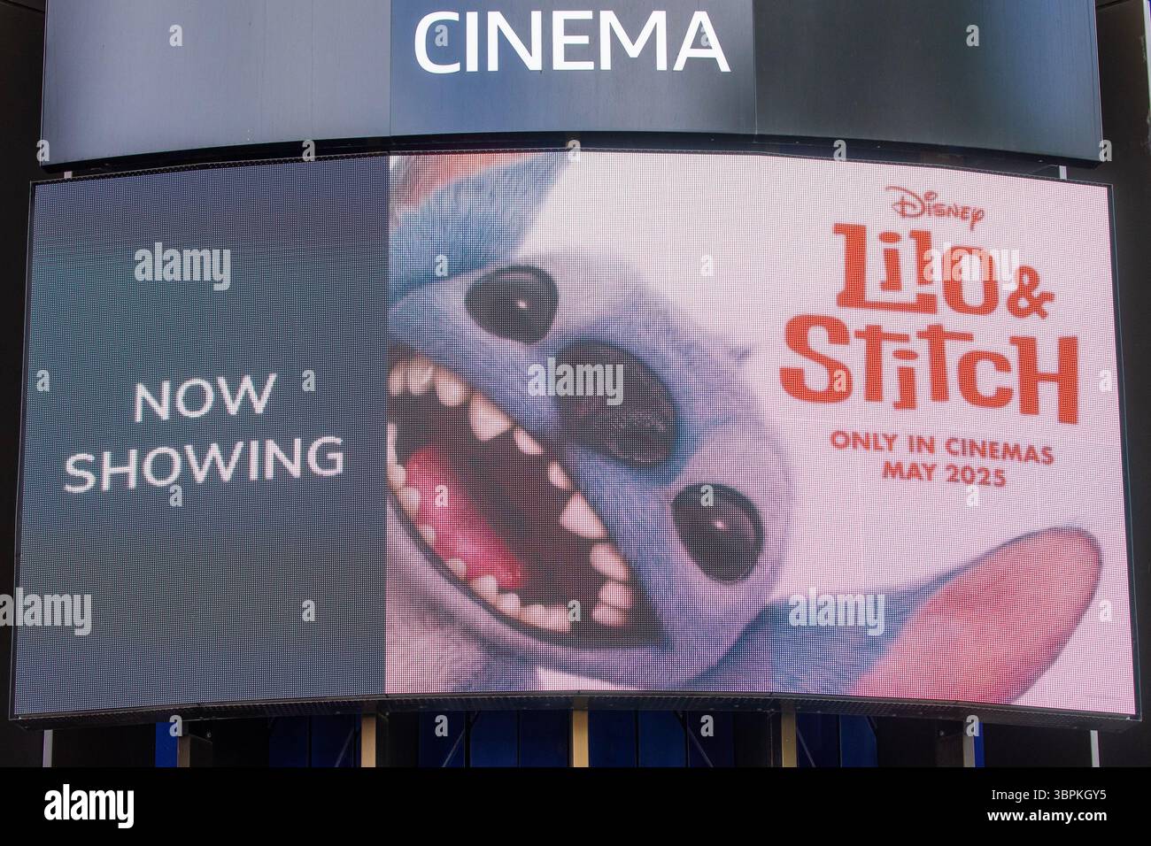 London, UK - June 2nd 2025: A digital billboard displaying the movie ...