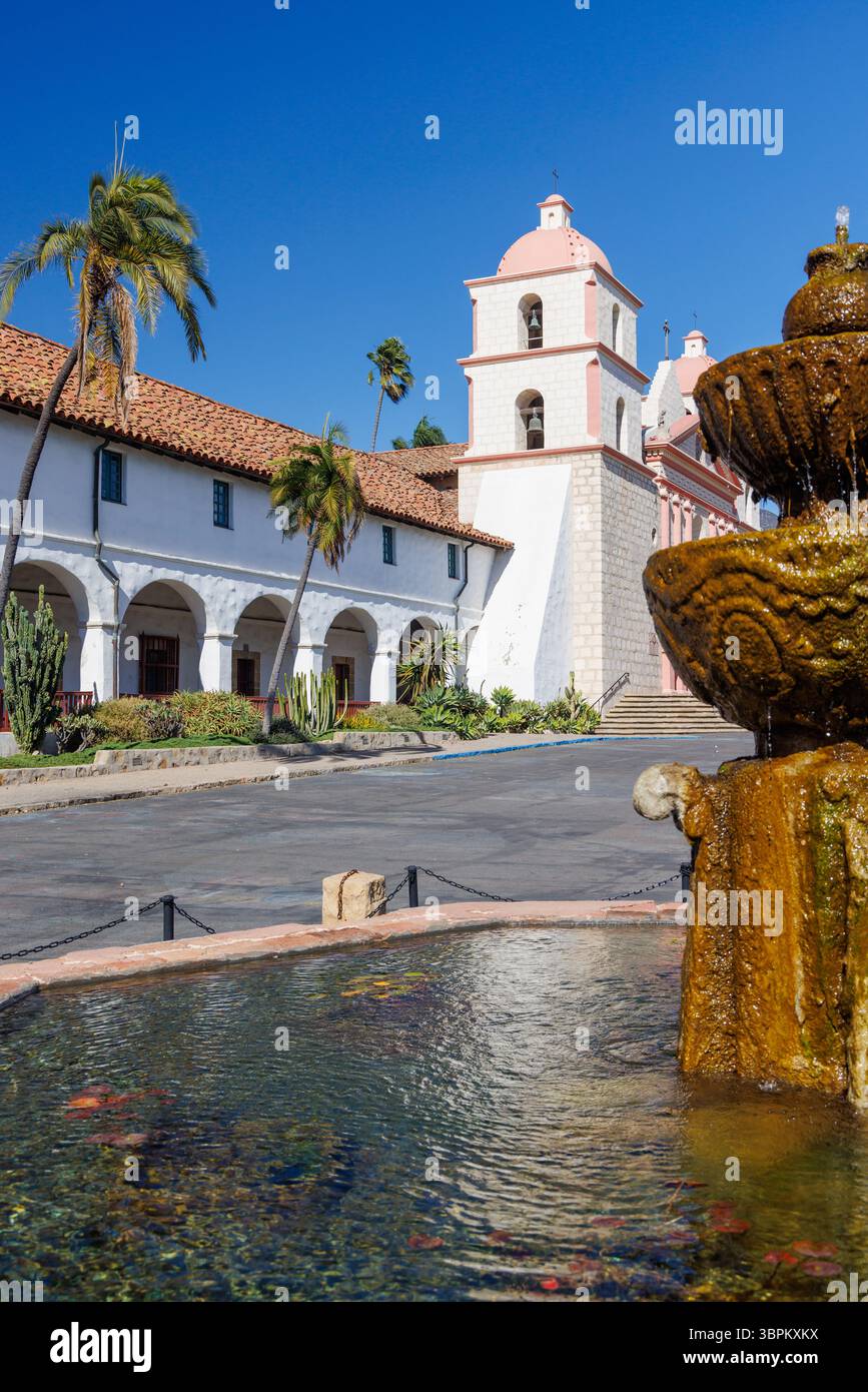The historic Santa Barbara Mission, known as the Queen of the Missions ...
