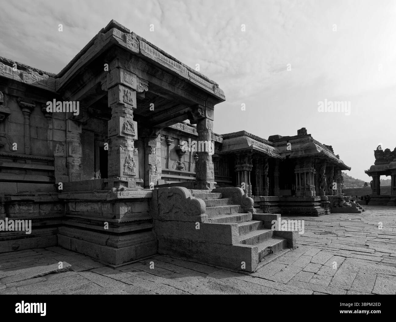 Black and white photo of Hindu Vitthal Temple and musical pillars at ...