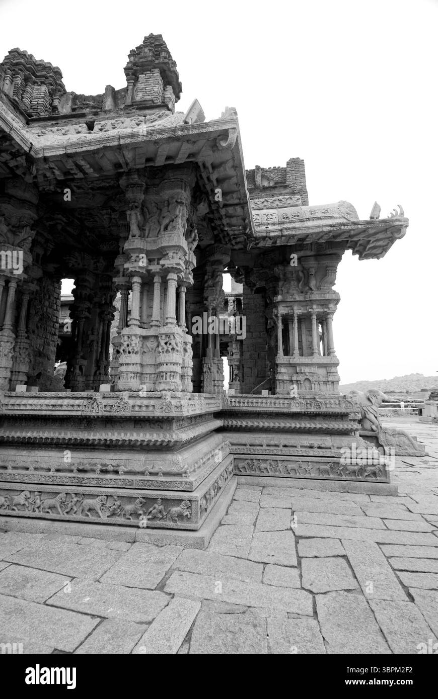 Black and white photo of Hindu Vitthal Temple and musical pillars at ...