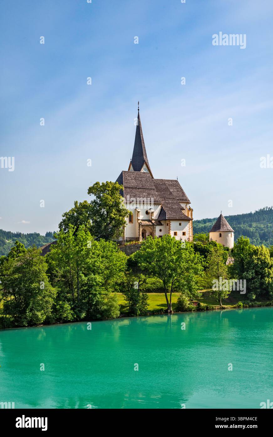 Church of St. Primus and Felician, late gothic, peninsula at resort of ...