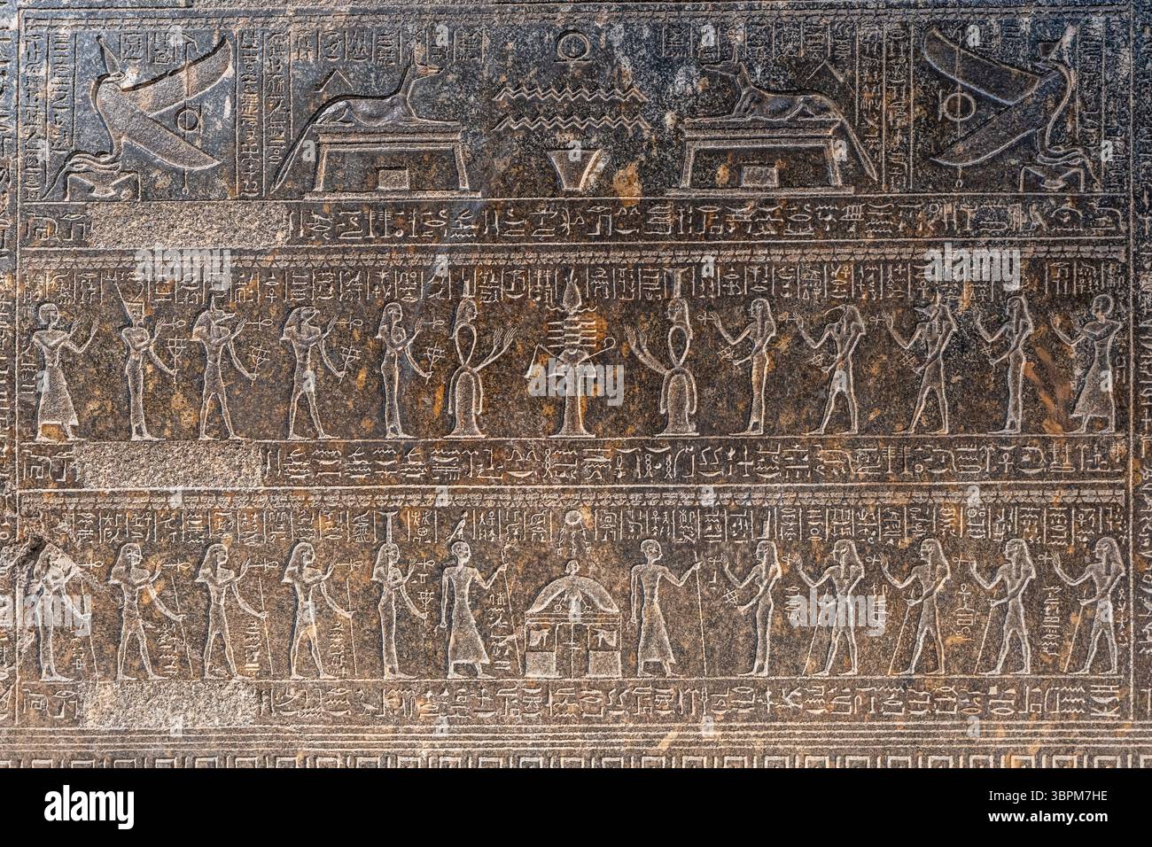 Ancient Egyptian sarcophagus adorned with hieroglyphic inscriptions ...