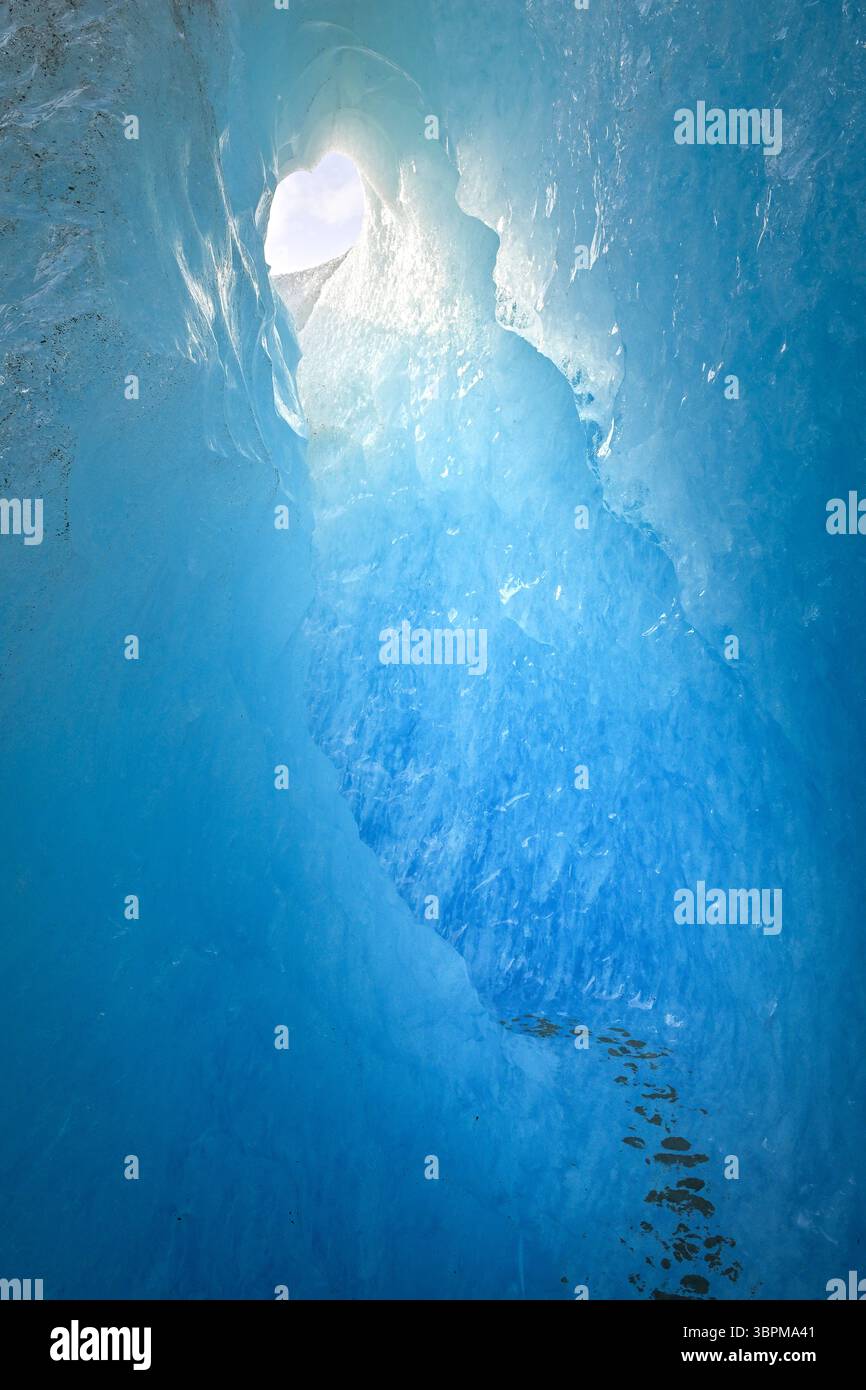 View from inside a blue ice cave in Perito Moreno Glacier, Los ...