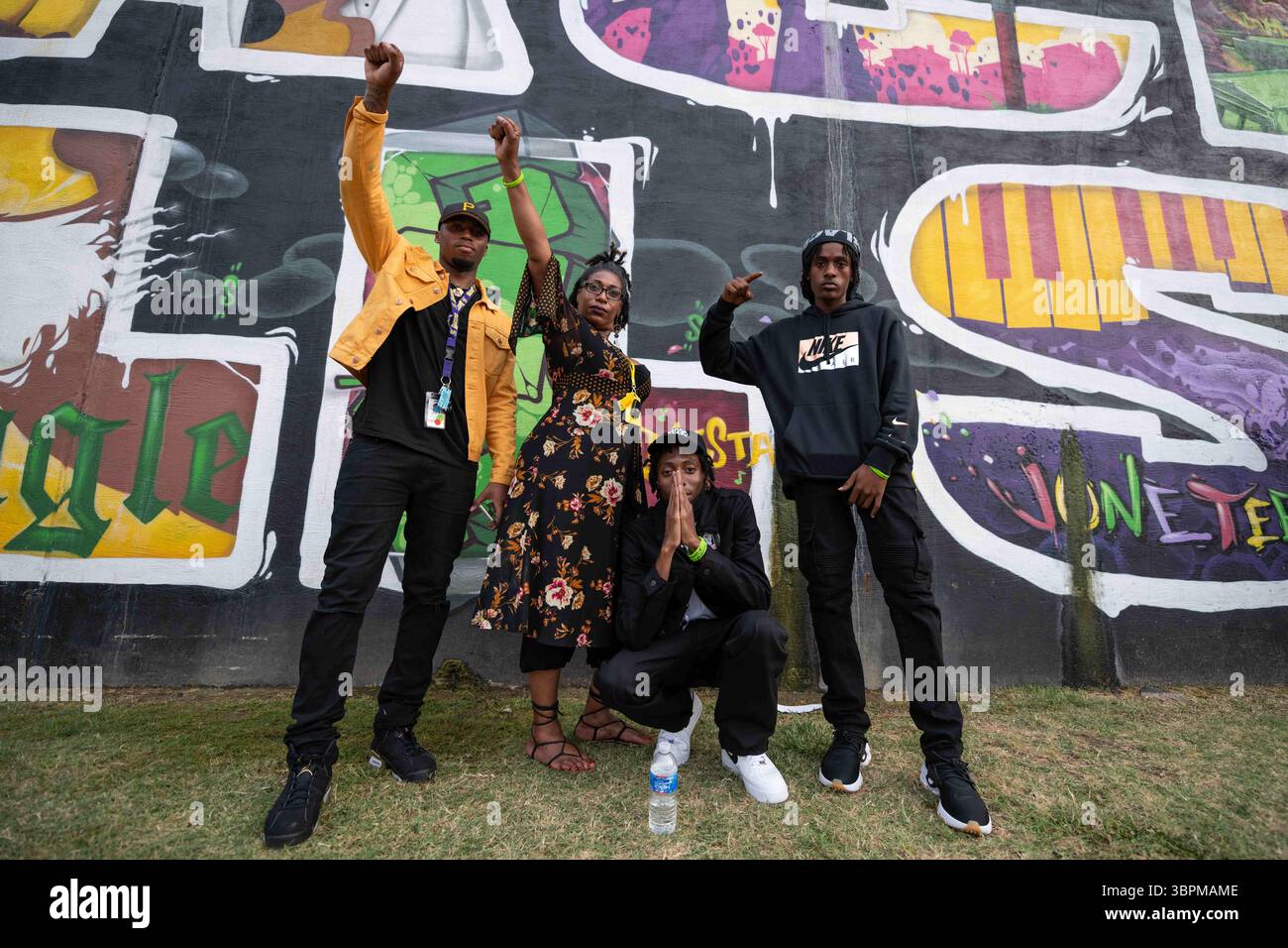 June 19, 2020, Tulsa, Oklahoma, USA: A group of people pose in front of ...
