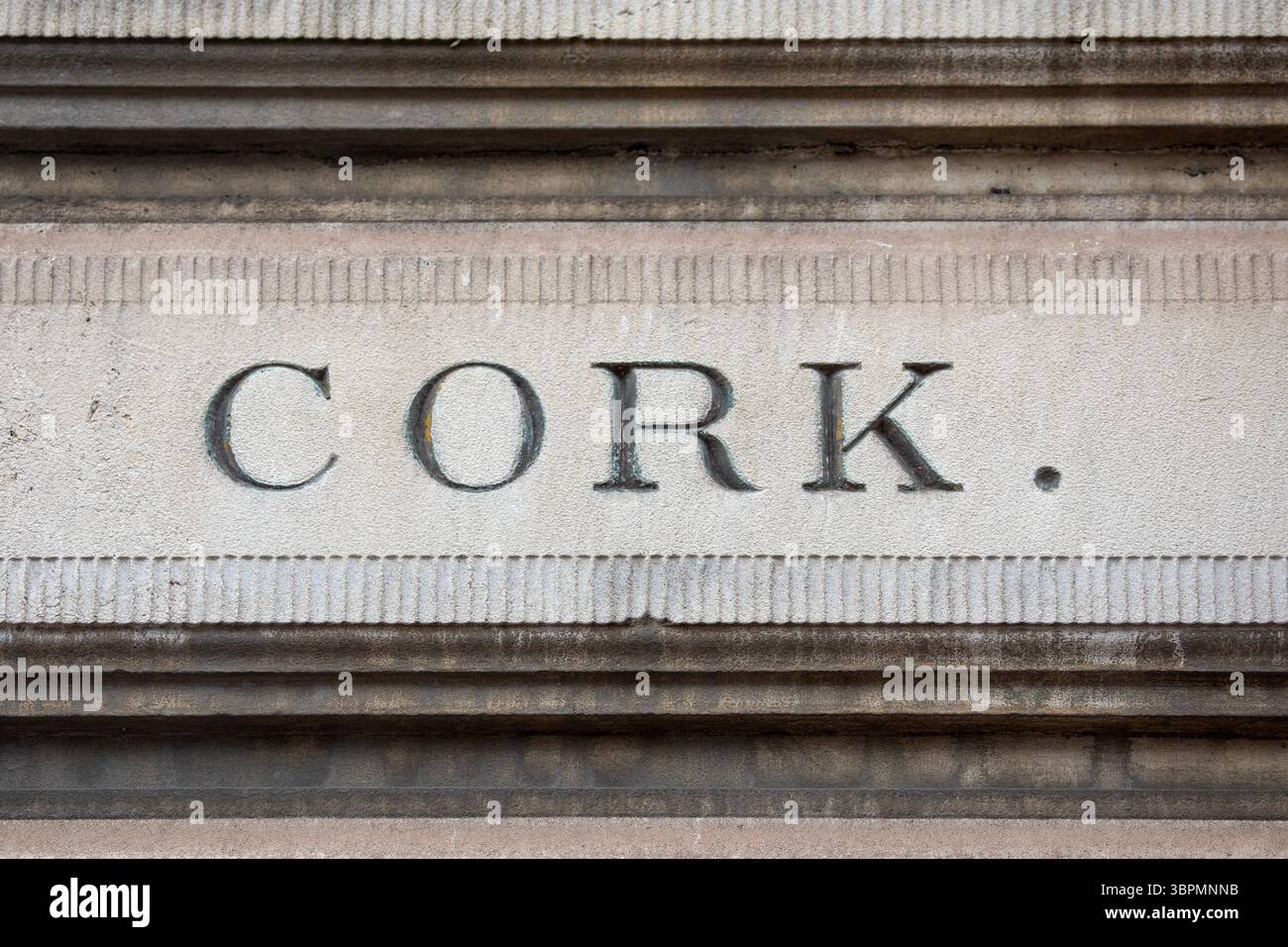 Cork - the name of a city in Ireland, carved onto one of the old lodges ...