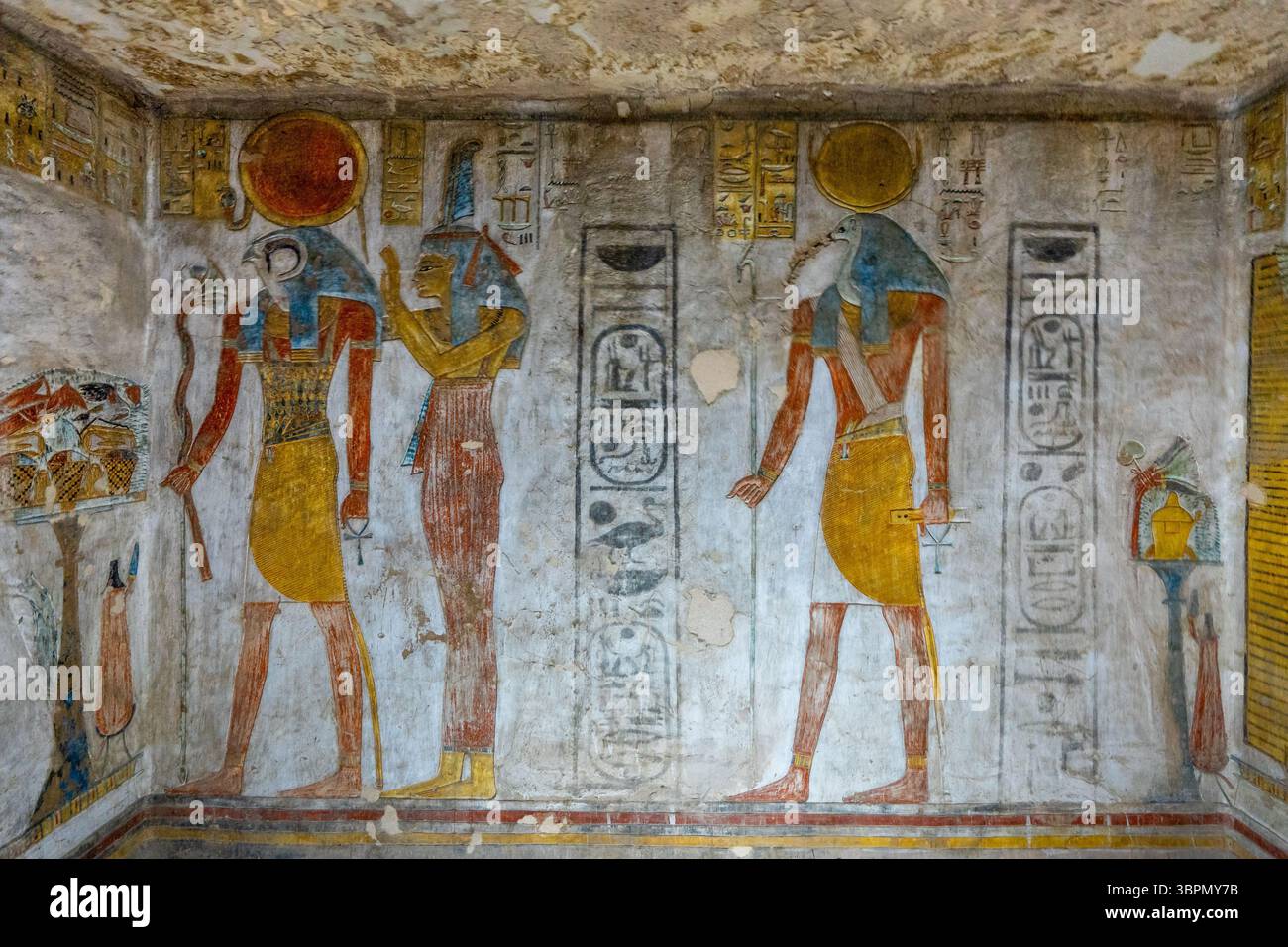 Relief depicting three deities: from left, Ra, Maat, and Thoth. Tomb of ...
