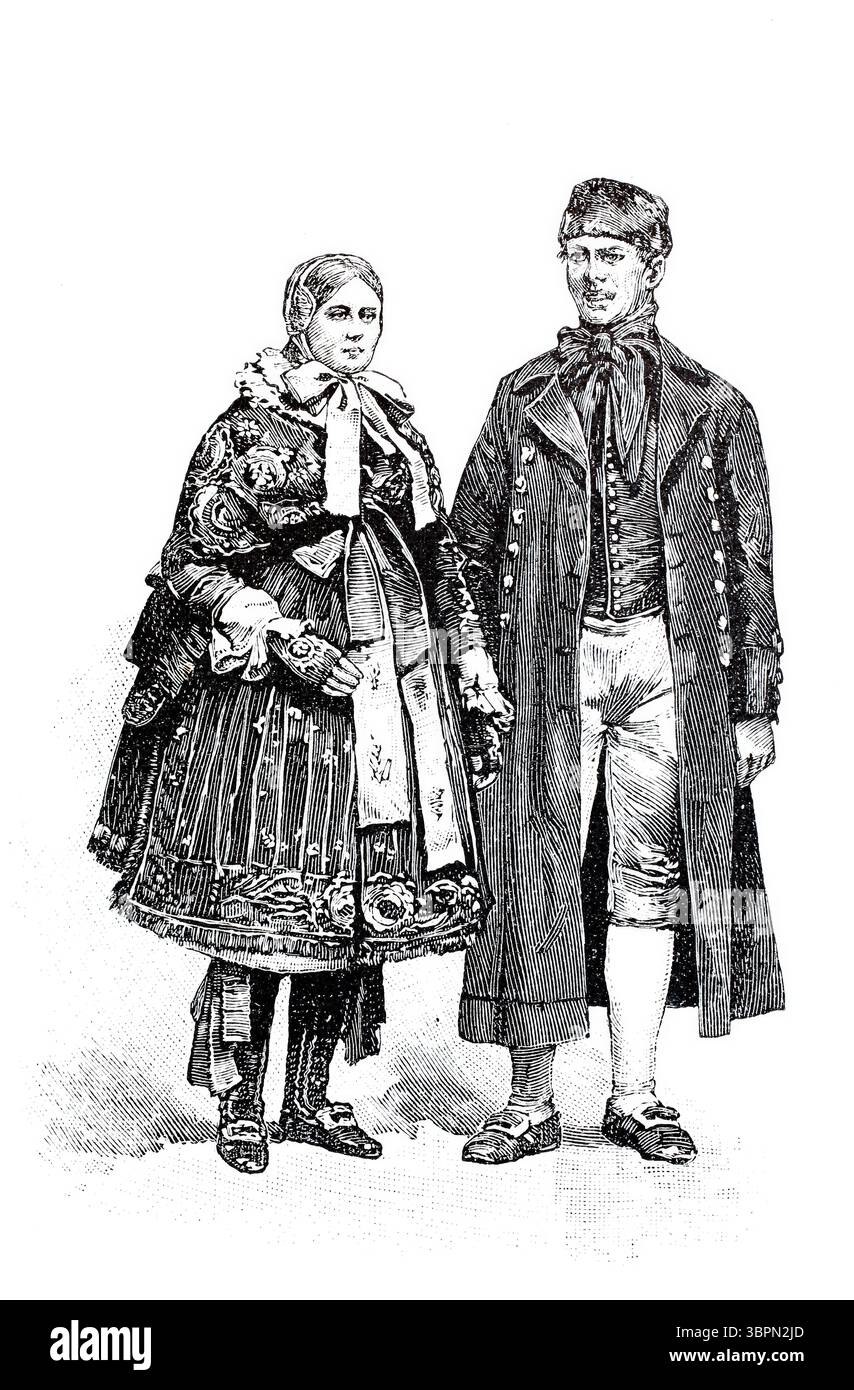 Traditional costume, farmer and farmer's wife from the Pyritzer ...