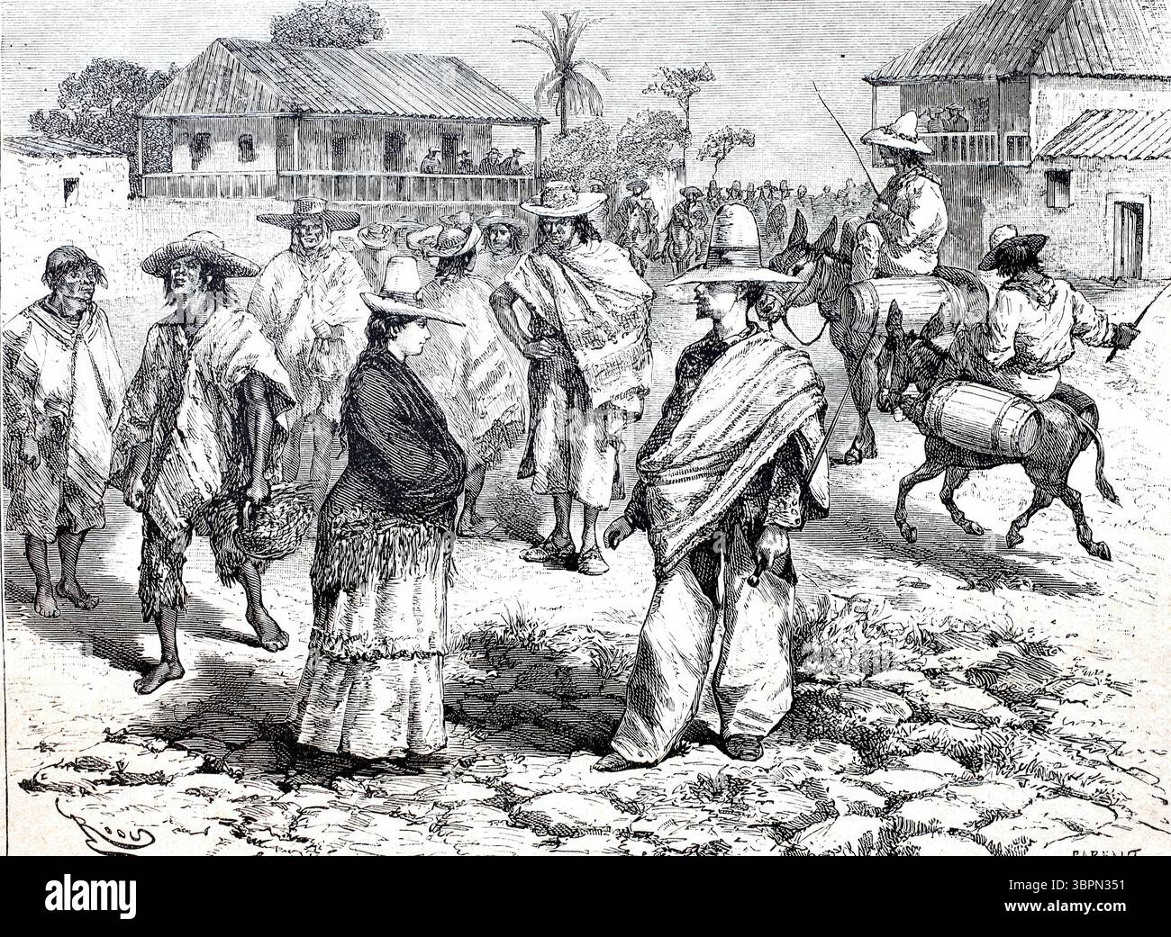 Street scene in Honda on the Rio Magdalena, 1880, Colombia, South ...