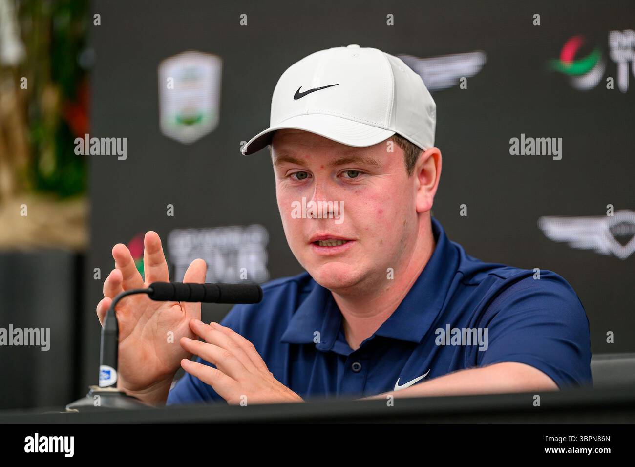 Scotland's Bob MacIntyre speaks to the media during the second preview ...