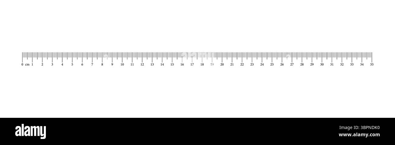 Measuring chart with 35 centimeters. Ruler scale with numbers. Length ...