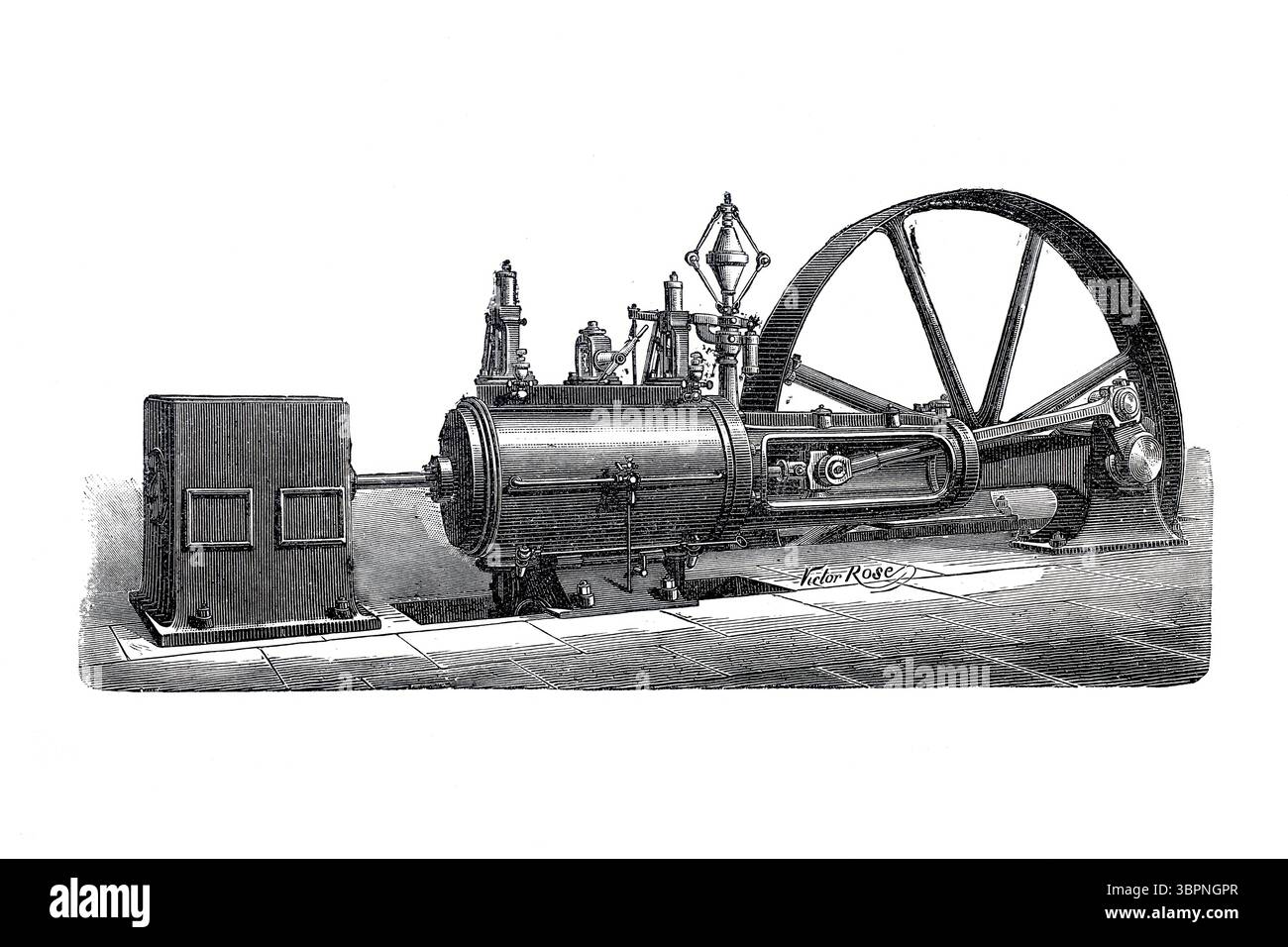Steam engine, Sulzer engine, historical, digitally improved ...