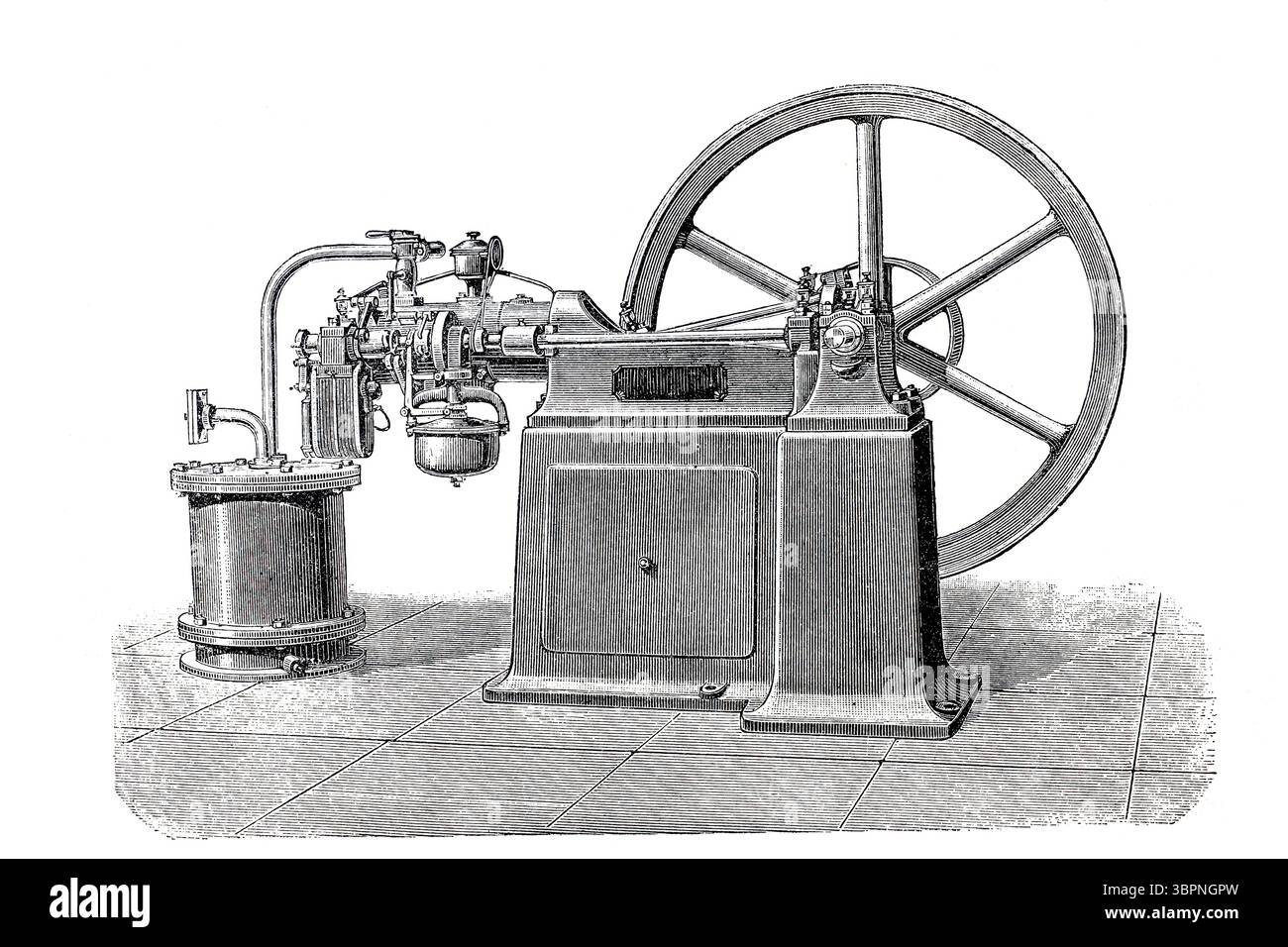 Petroleum engine developed by Otto, historical, digitally enhanced ...