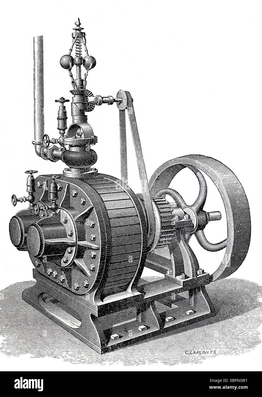 Steam engine, rotating machine, developed by Behrens, historical ...