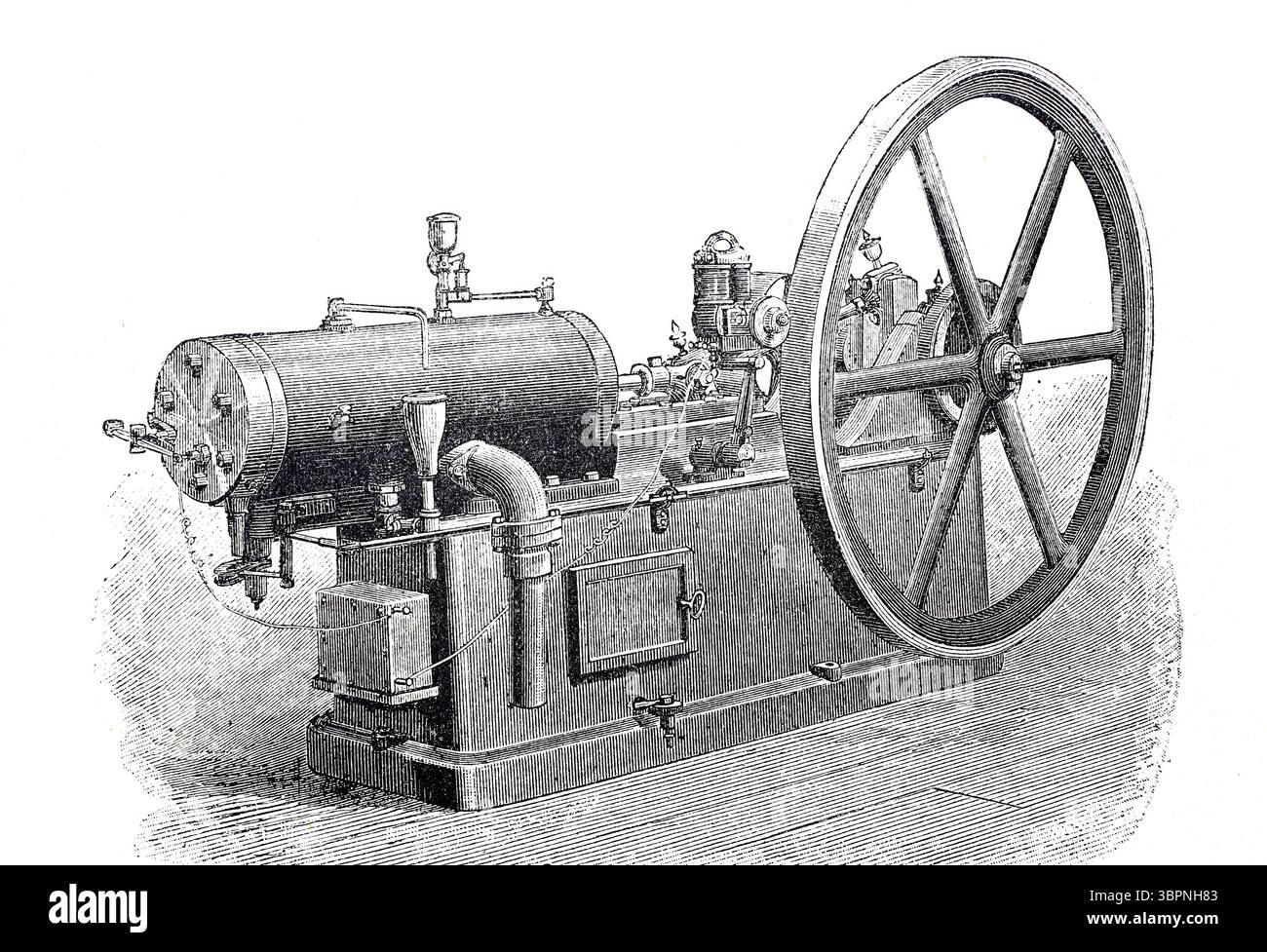 Gas engine, Motor System Baldwin, around 1890, Historical, digitally ...