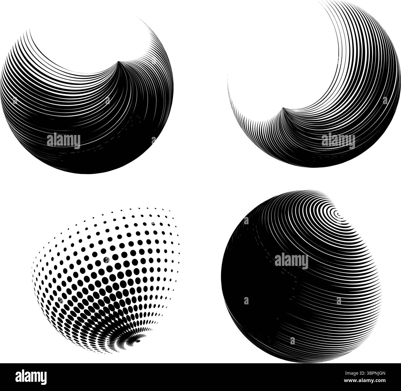 Contemporary set of halftone rounded 3d figures Stock Vector Image ...