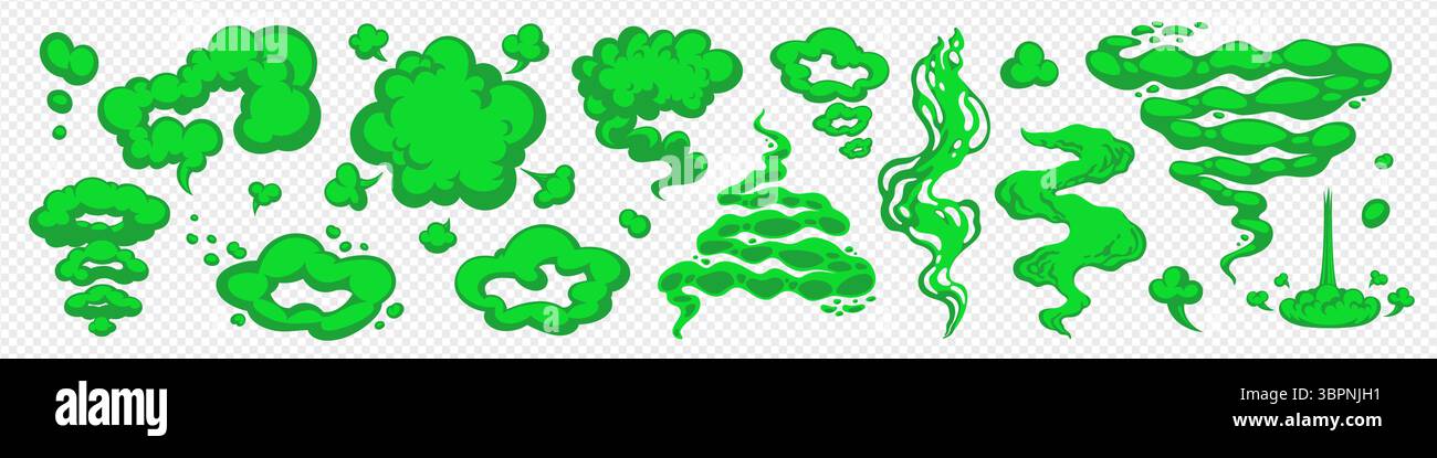 Smell cloud with cartoon green gas in comic style isolated on ...
