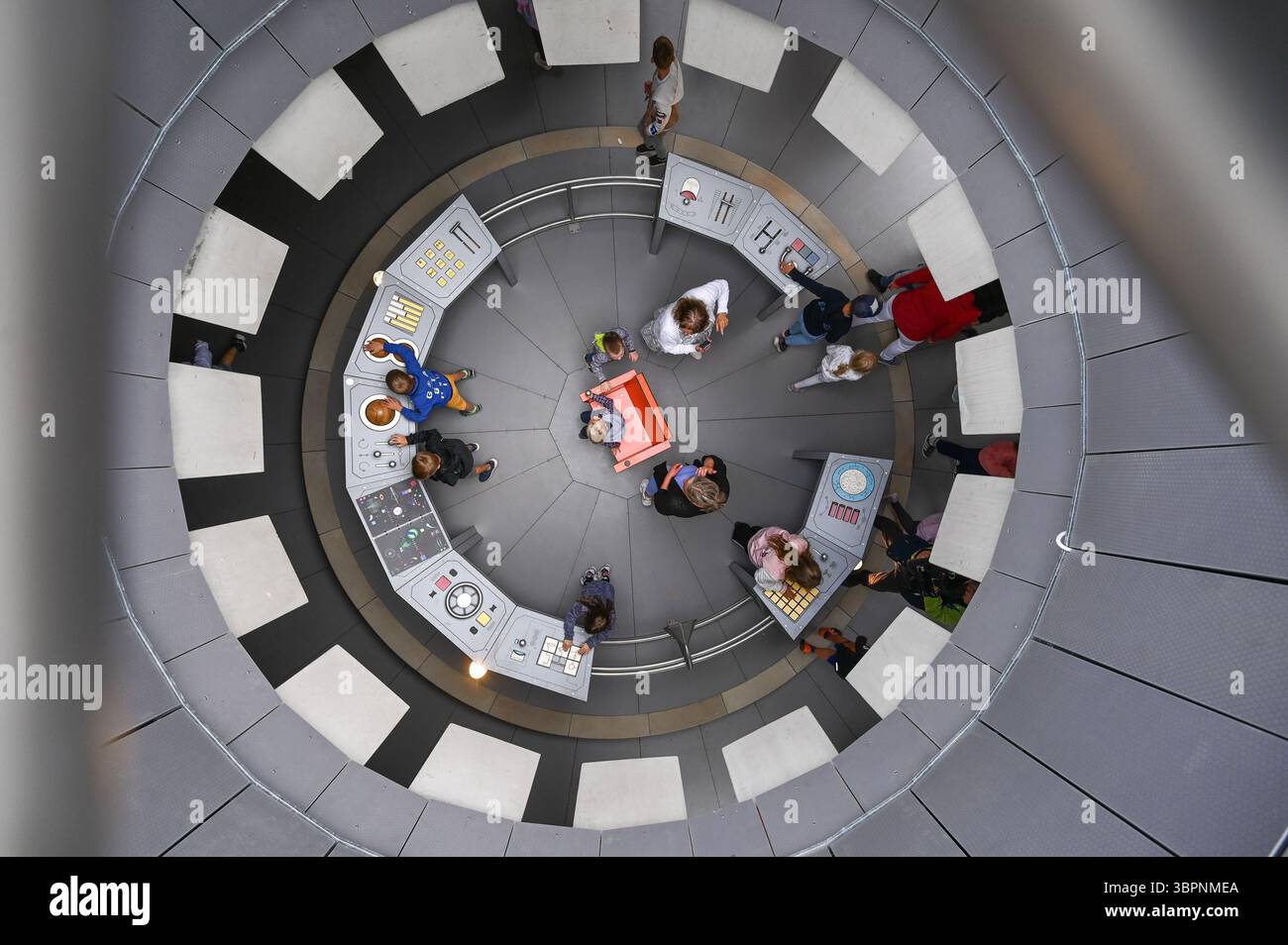 09 July 2025, Saxony-Anhalt, Wangen: The interior of the multifunctional "Outer Space" building ...