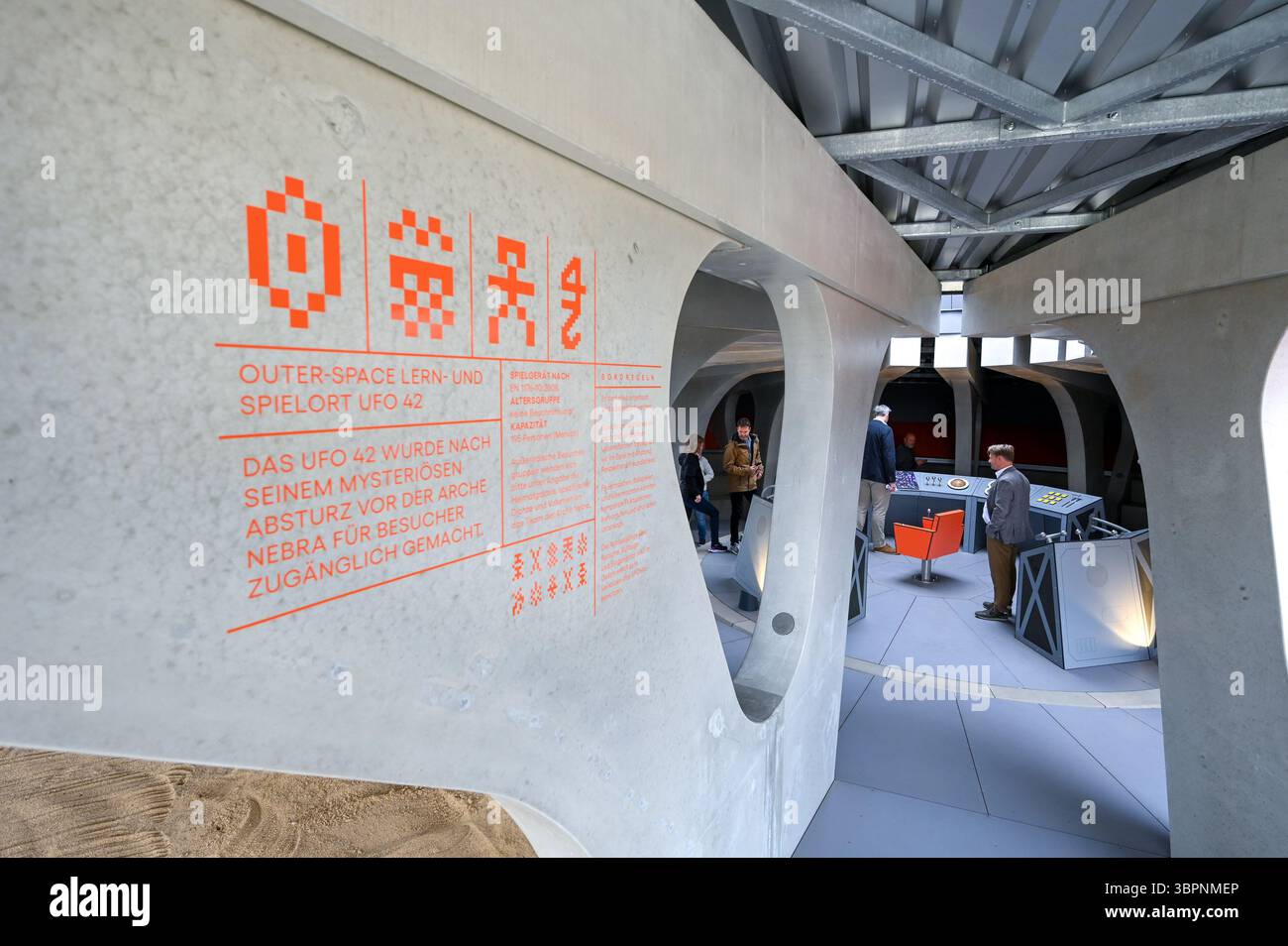 09 July 2025, Saxony-Anhalt, Wangen: View of the entrance to the multifunctional "Outer Space ...