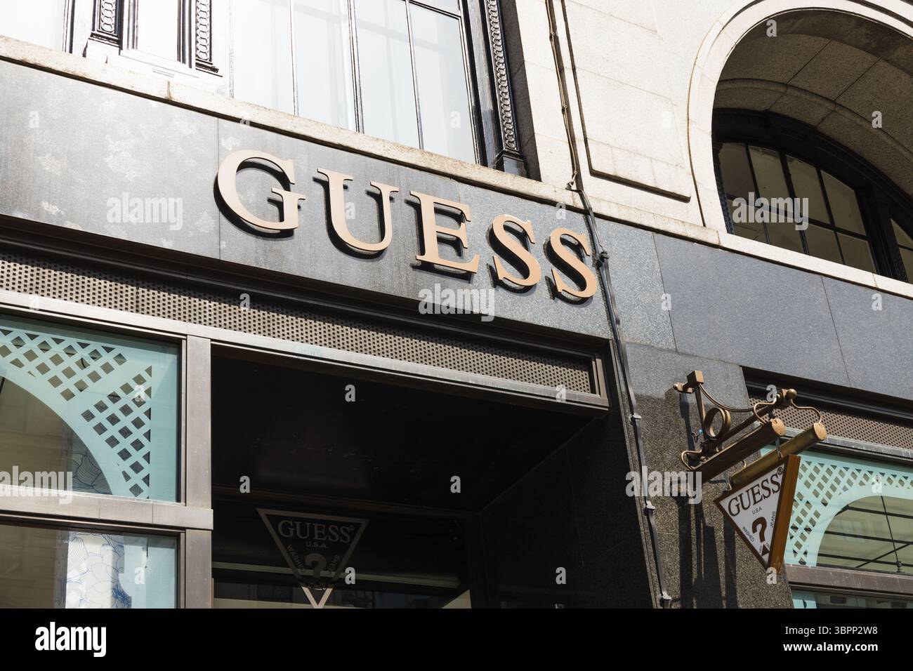Guess flagship store exterior sign. London, UK, 11 May 2024 Stock Photo ...