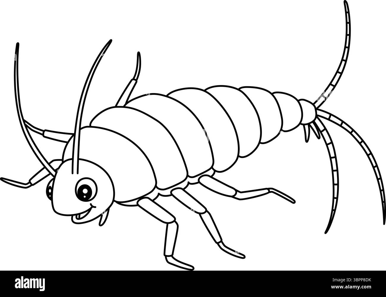 Insect Silverfish Animal Isolated Coloring Page Stock Vector Image ...