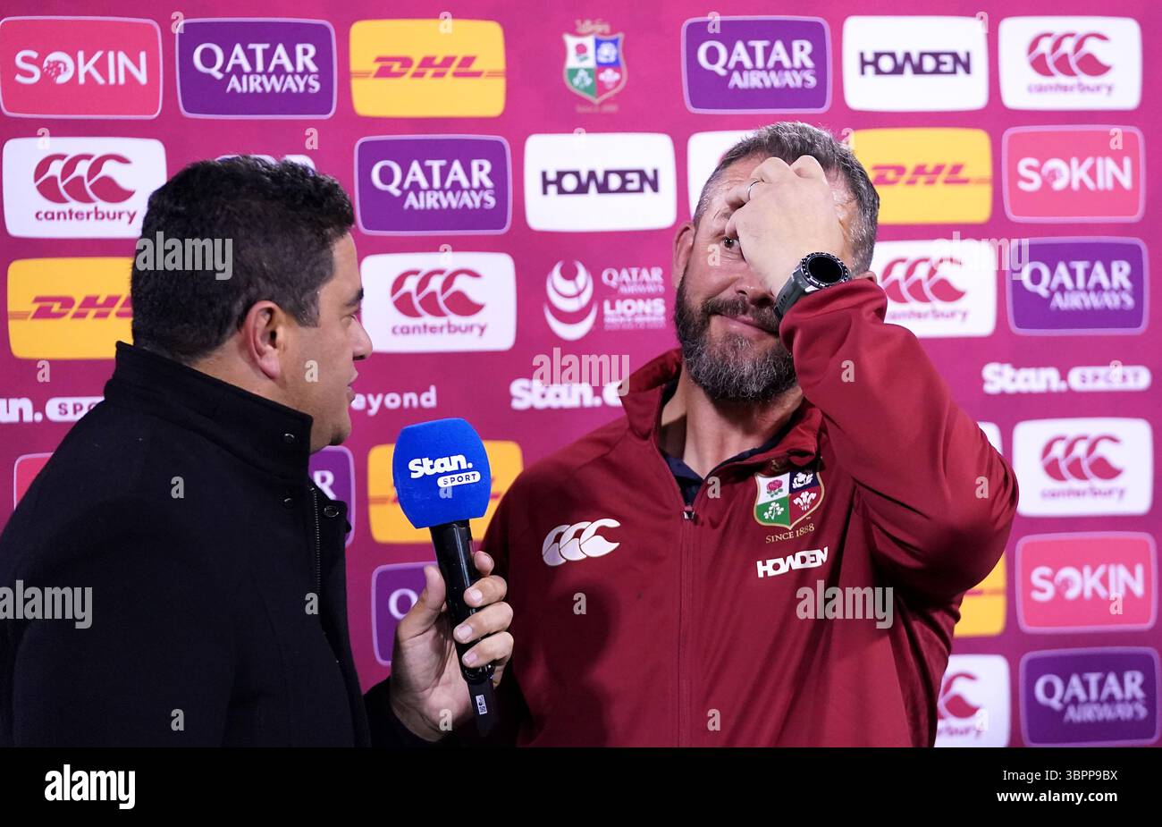The British & Irish Lions head coach Andy Farrell (right) being ...