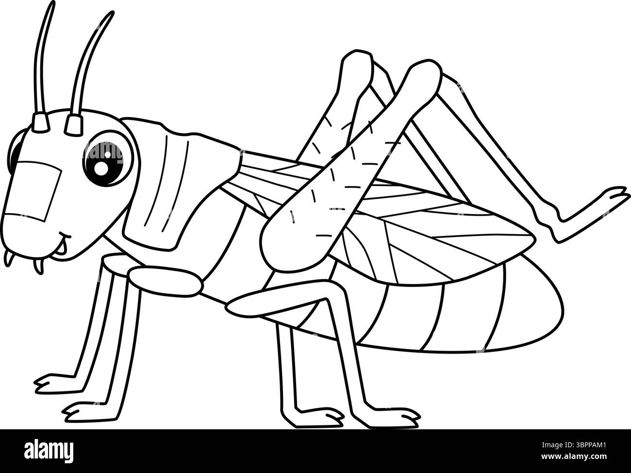Insect Grasshopper Animal Isolated Coloring Page Stock Vector Image ...