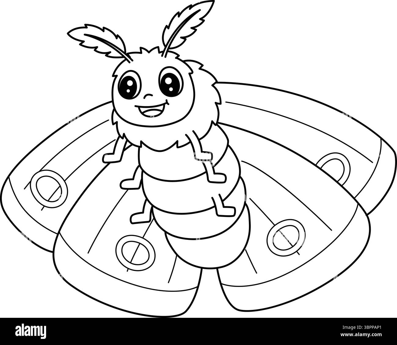 Insect Moth Animal Isolated Coloring Page for Kids Stock Vector Image ...