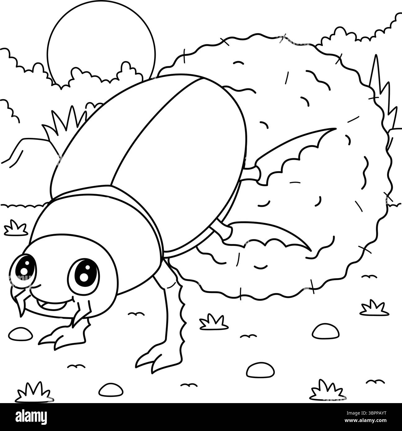 Insect Dung Beetle Animal Coloring Page for Kids Stock Vector Image ...