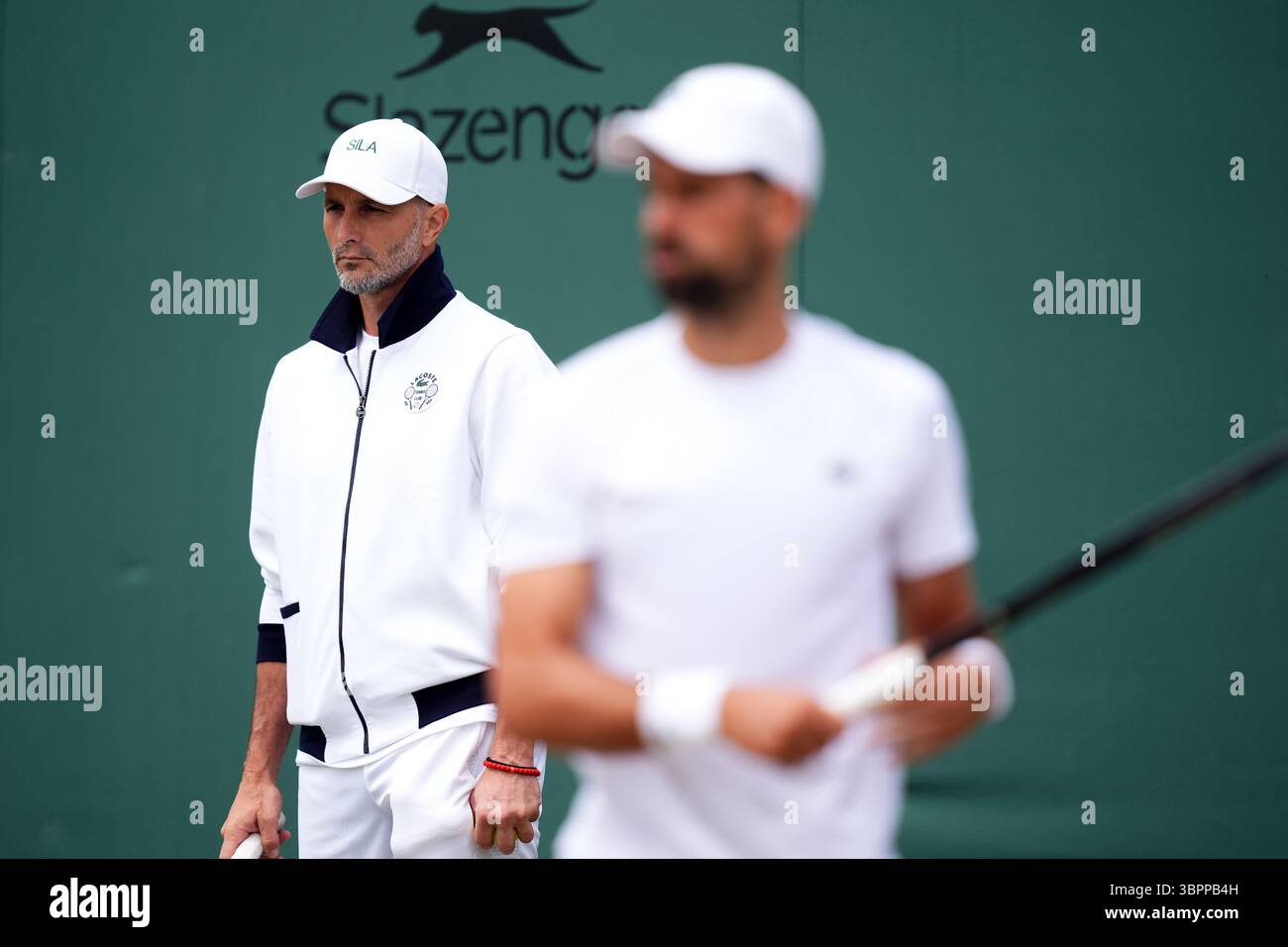 Dusan Vemic coach of Novak Djokovic on day ten of the 2025 Wimbledon ...