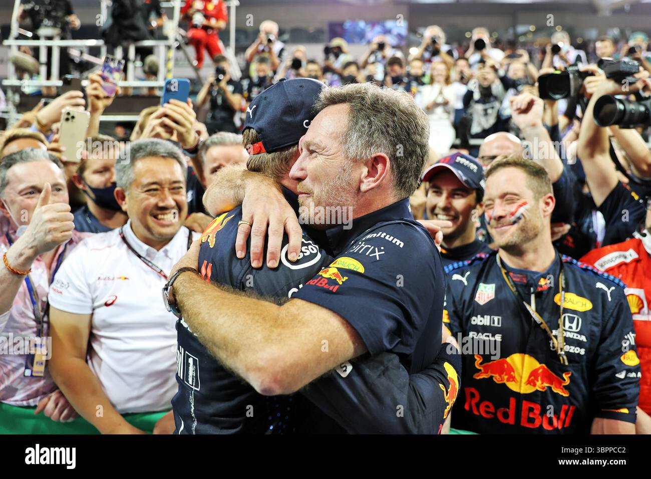 File photo dated 12/12/21 of Christian Horner with Max Verstappen. Christian Horner has been ...
