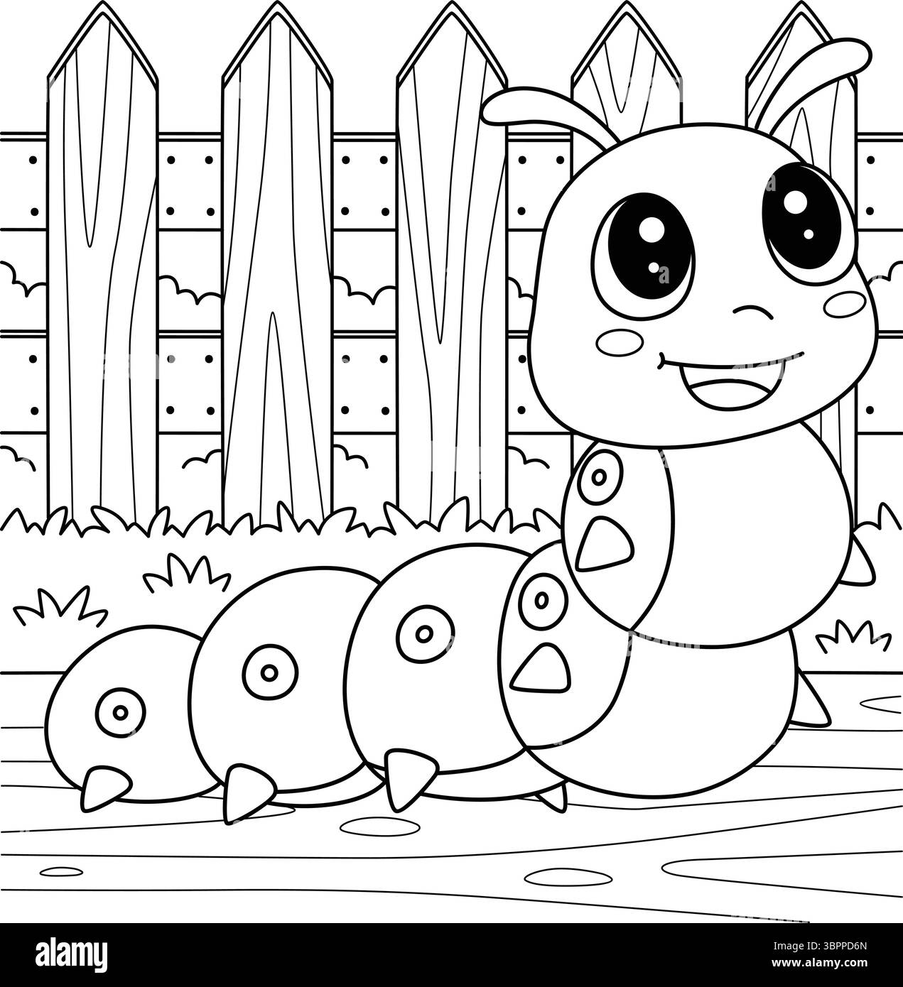 Insect Caterpillar Animal Coloring Page for Kids Stock Vector Image ...