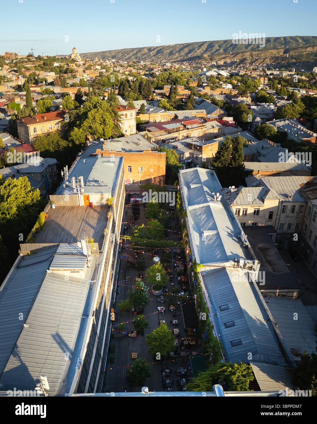 Tbilisi, Georgia - 1st july, 2025: Aerial Fabrika courtyard in Tbilisi ...