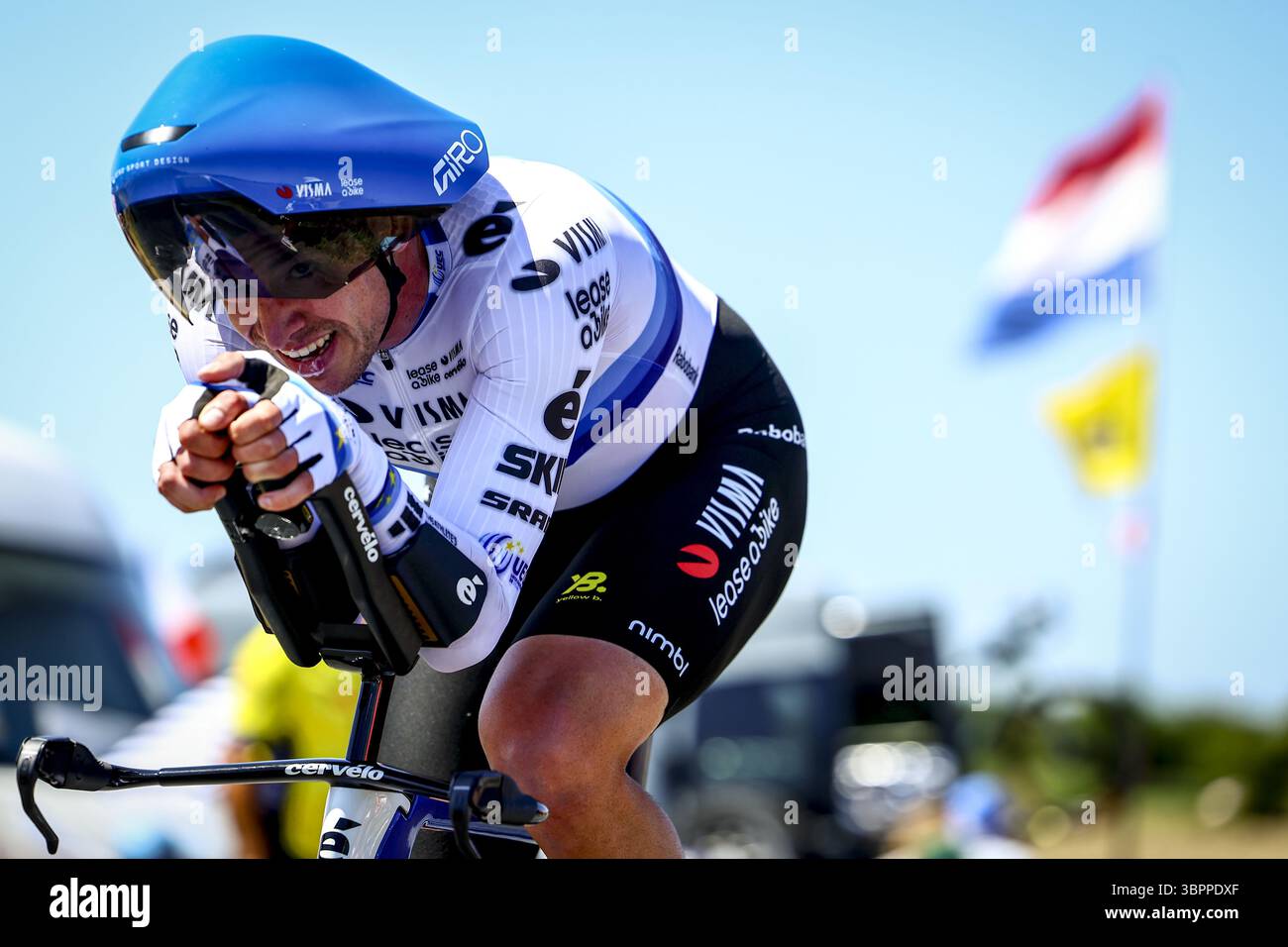 Italian Edoardo Affini of Team Visma-Lease a Bike pictured in action during stage five of the ...