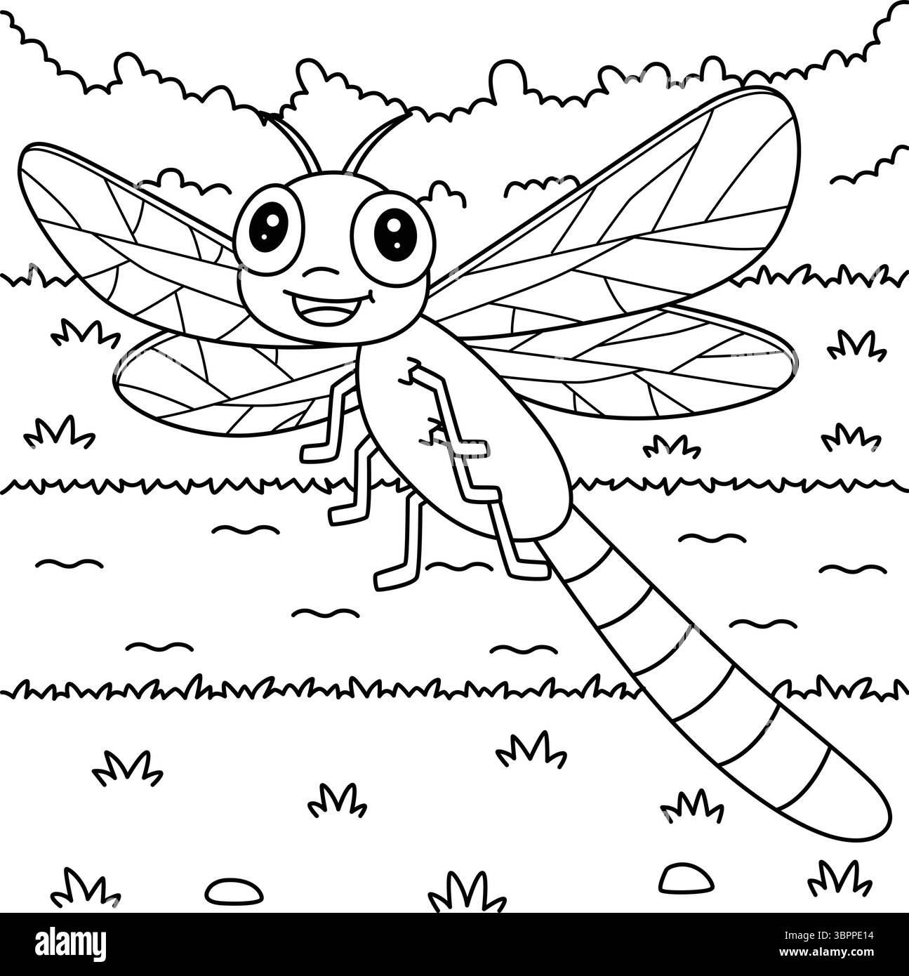Insect Dragonfly Animal Coloring Page for Kids Stock Vector Image & Art ...