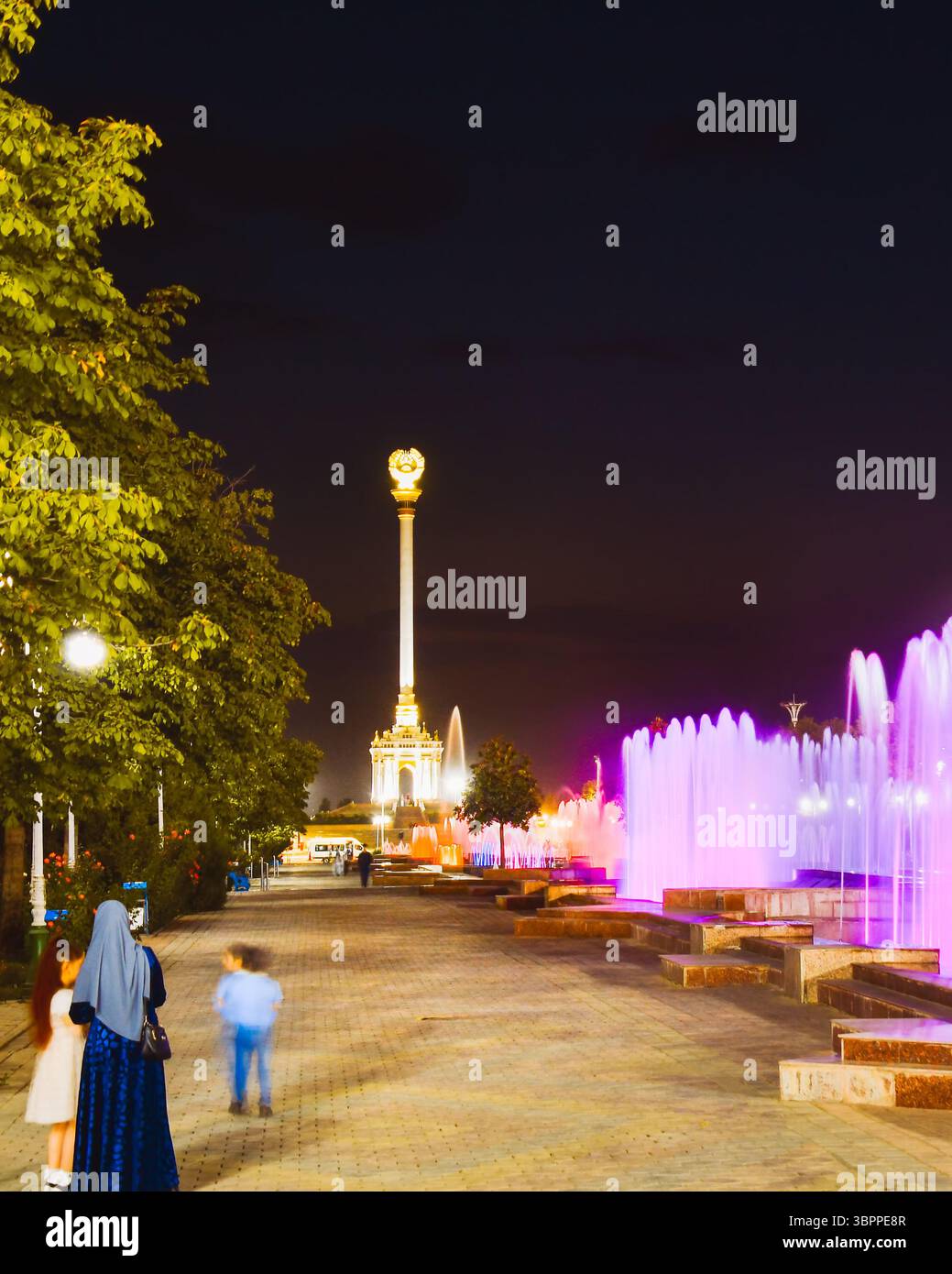 Dushanbe, Tajikistan - 15th november, 2023: Colorful illuminated ...
